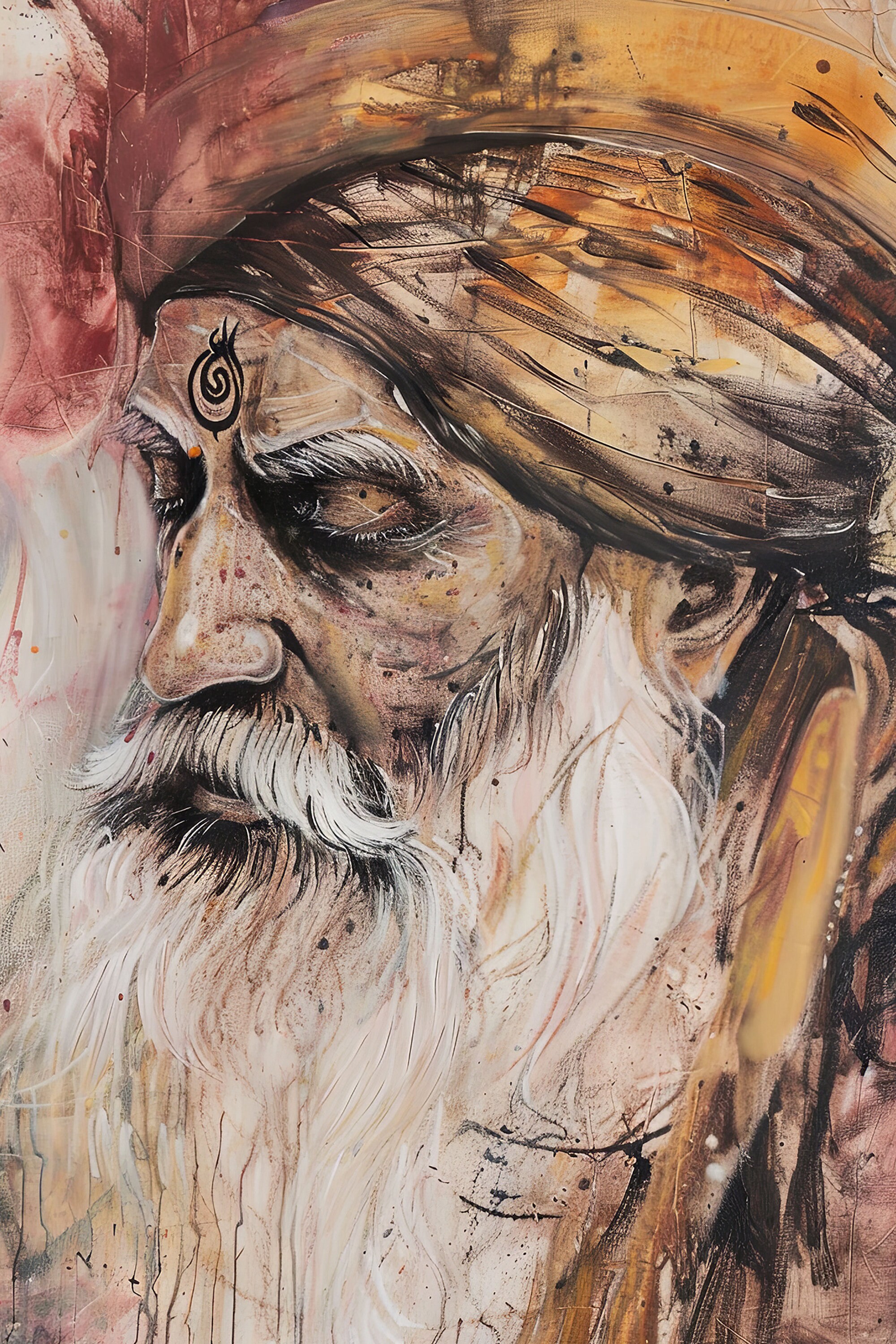 Sikh Guru Print Poster Sikh Wallpaper Abstract Oil Painting Sikh Wall ...