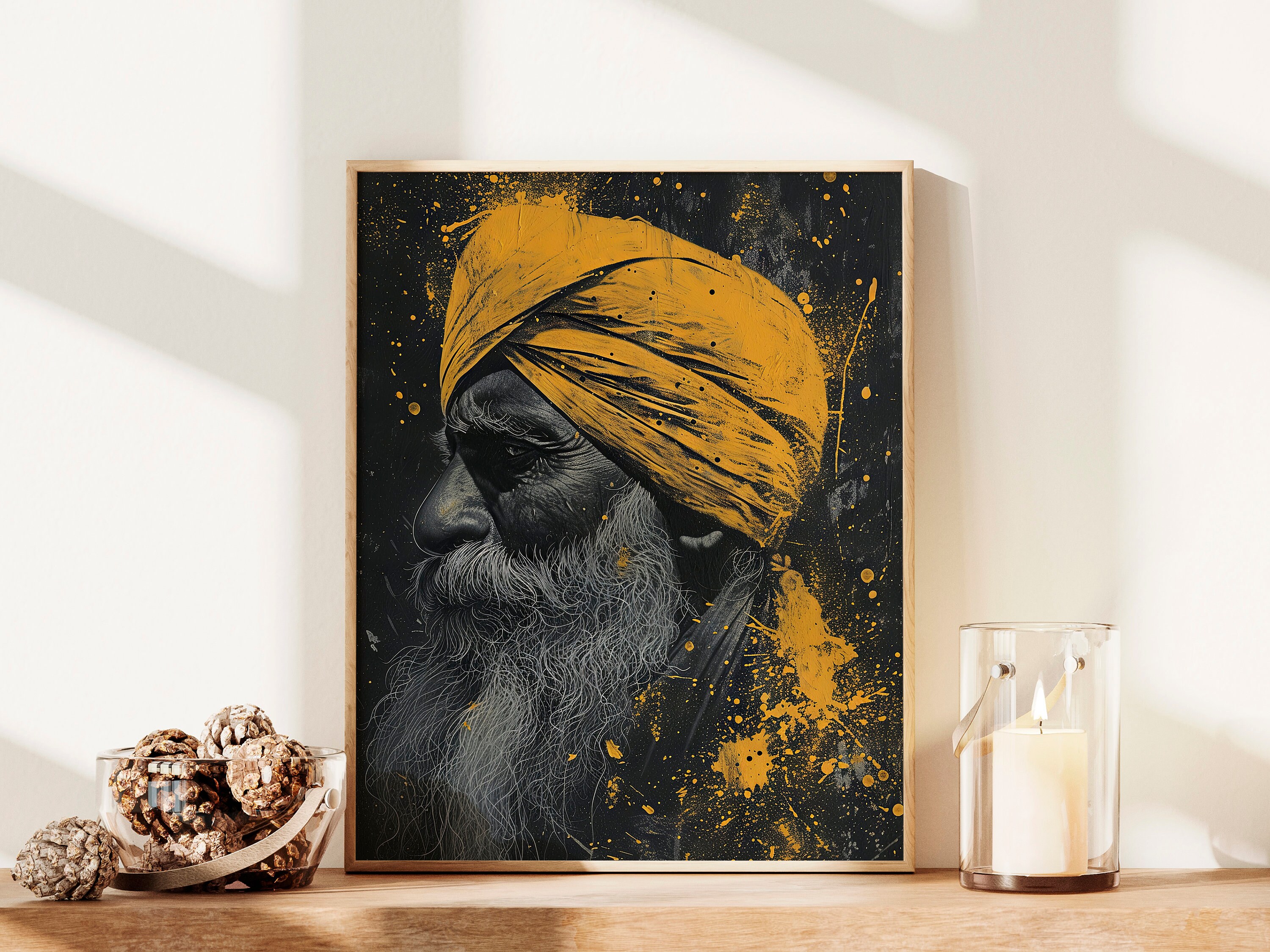 Sikh Guru Print Poster Sikh Wallpaper Oil Painting Sikh Wall Art Sikh ...