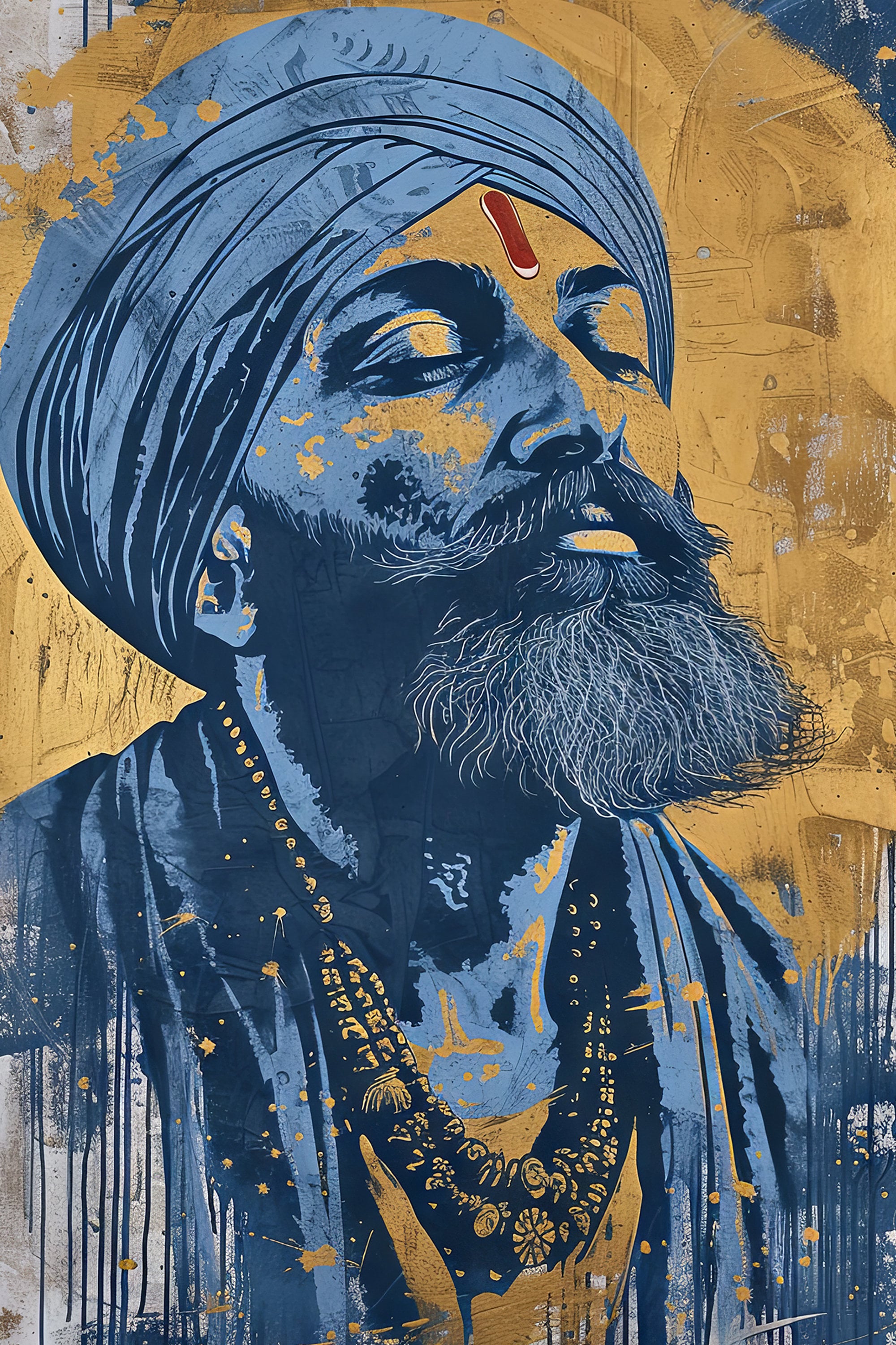 Sikh Guru Print Poster Sikh Wallpaper Oil Painting Sikh Wall Art Sikh ...