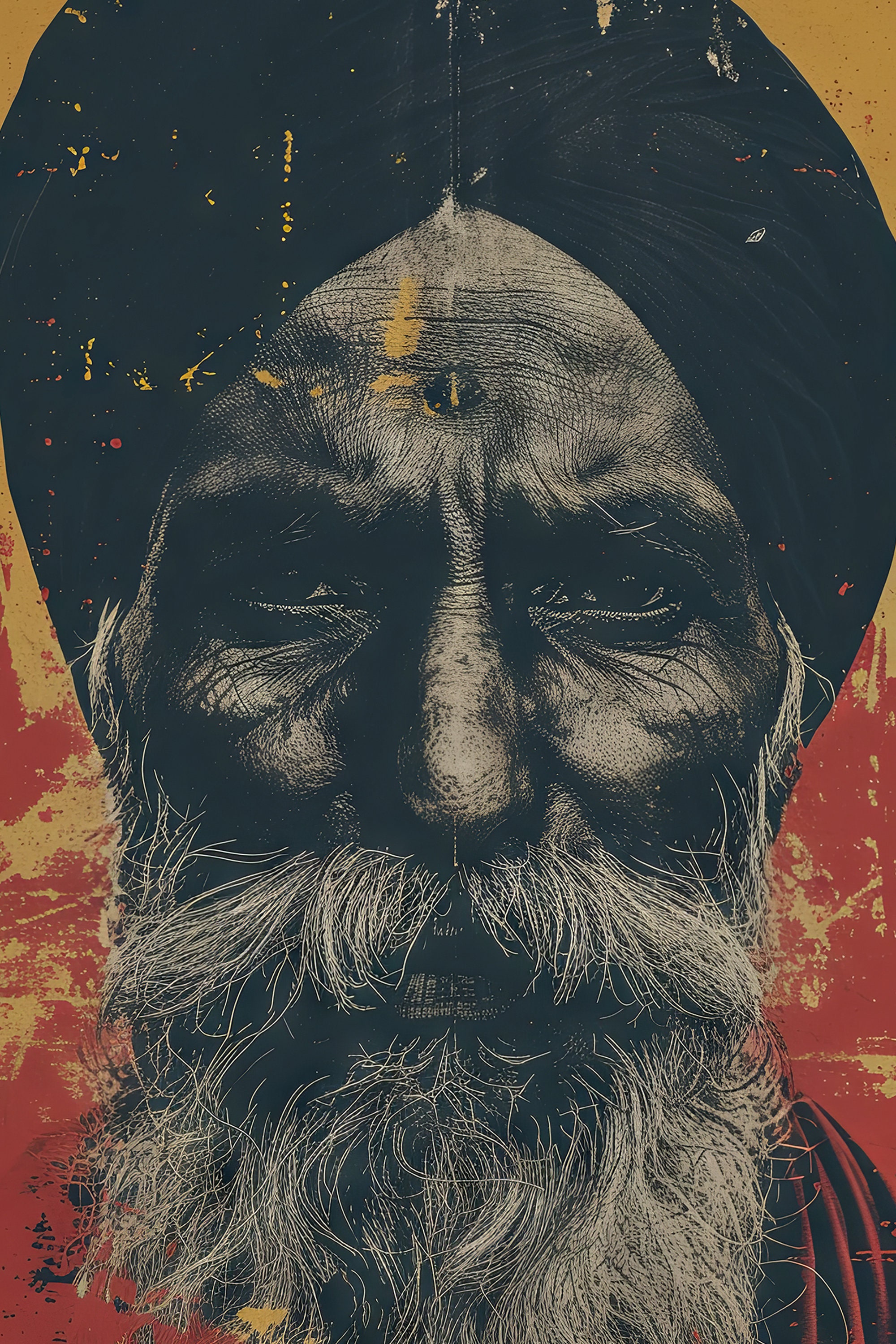 Sikh Guru Print Poster Sikh Wallpaper Oil Painting Sikh Wall Art Sikh ...