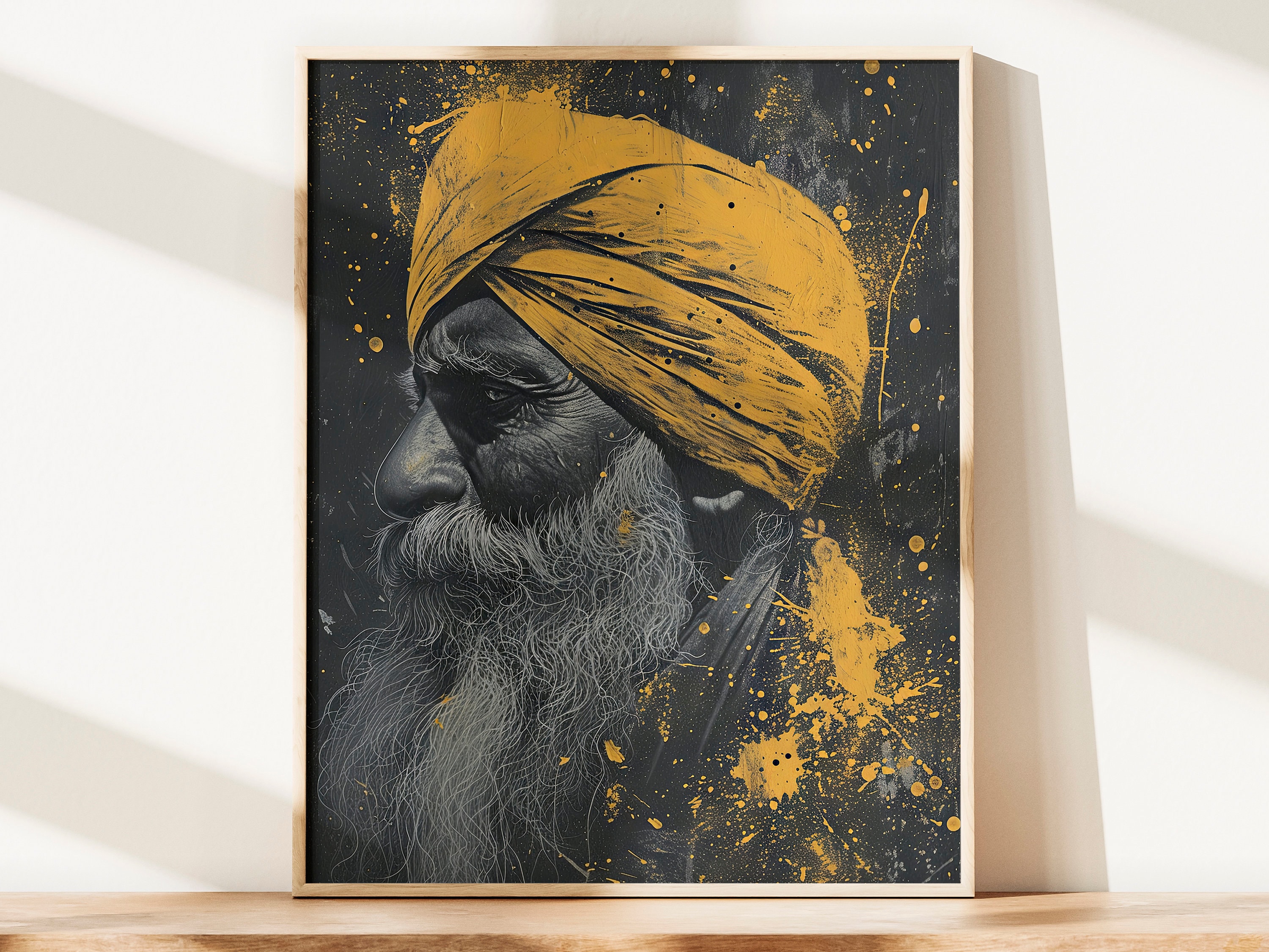 Sikh Guru Print Poster Sikh Wallpaper Oil Painting Sikh Wall Art Sikh ...