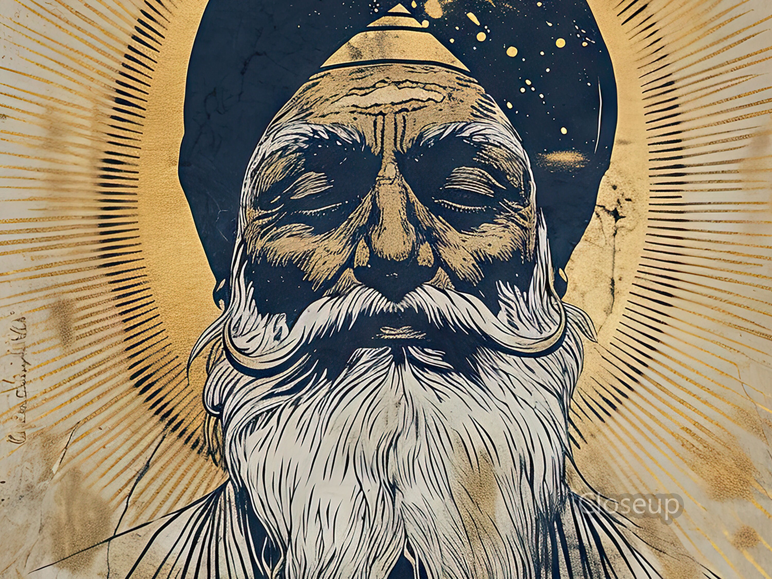 Antarik Shanti Sikh Wall Art Oil Painting Poster Sikh Guru Vintage ...