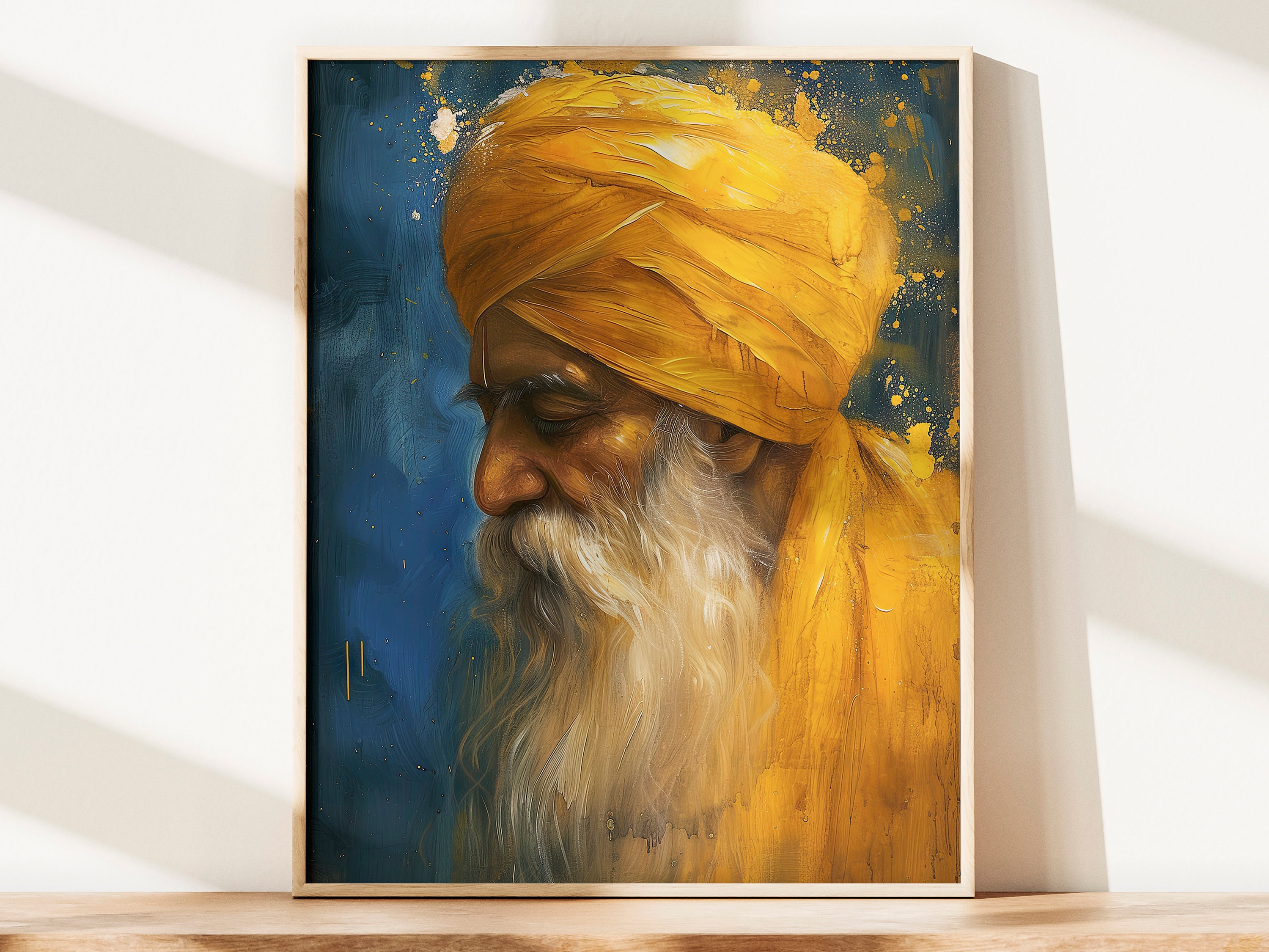 Sikh Guru Print Poster Sikh Wallpaper Oil Painting Sikh Wall Art Sikh ...
