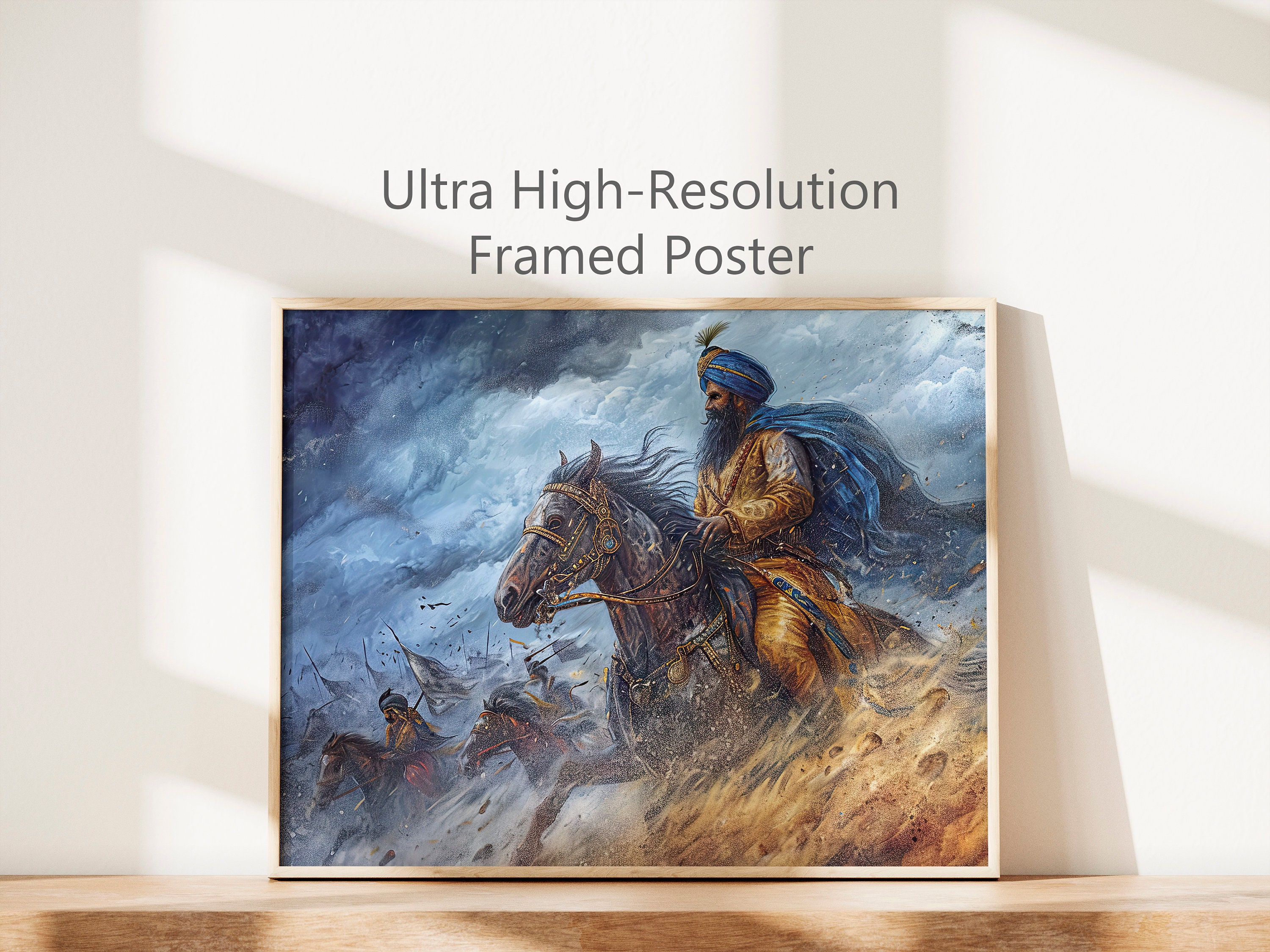 Khalsa Charge | Oil Painting | 550+ DPI Framed Sikh Poster | Sikh Wall ...
