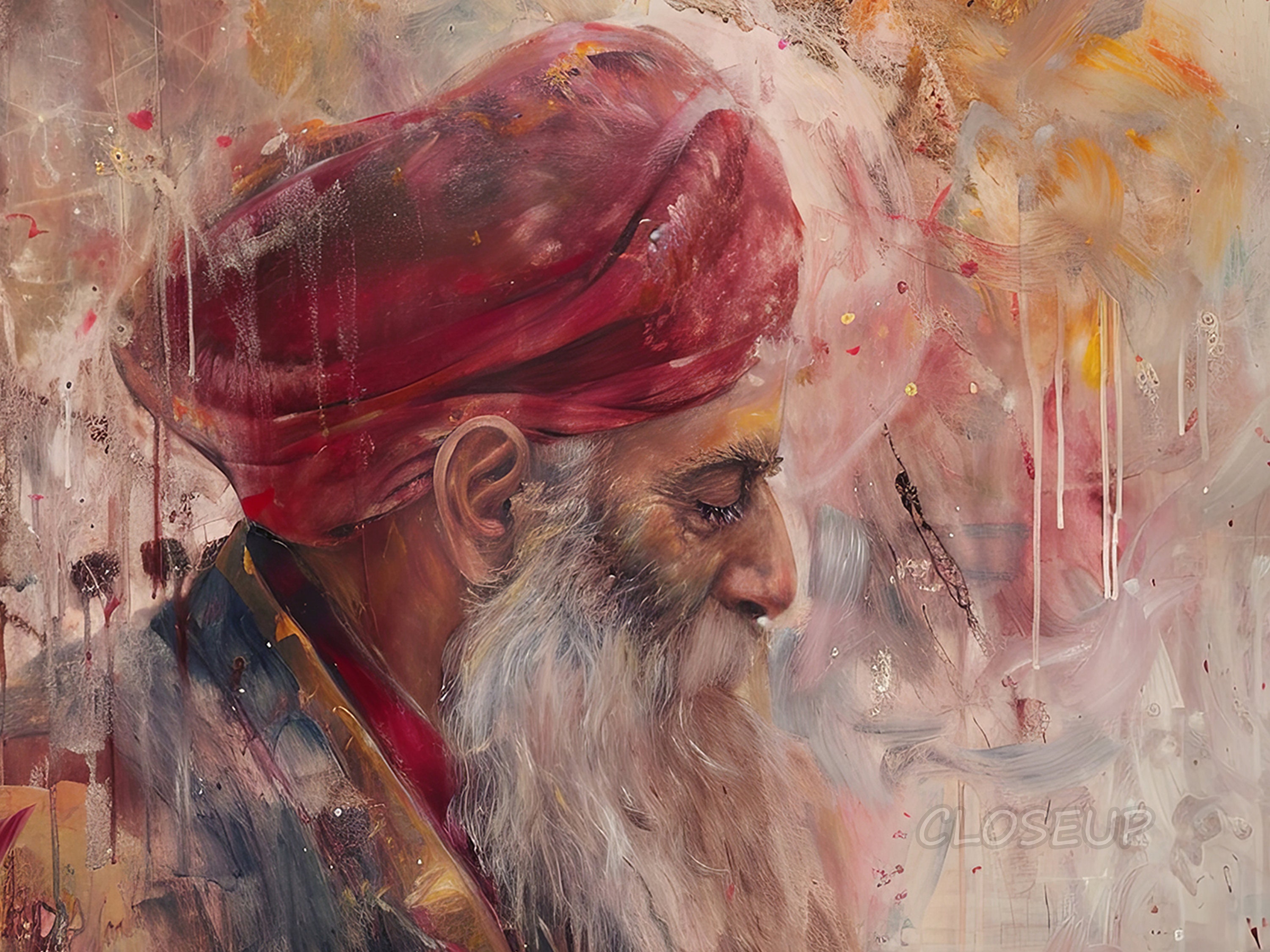 Sikh Guru Print Poster Sikh Wallpaper Oil Painting Sikh Wall Art Sikh ...
