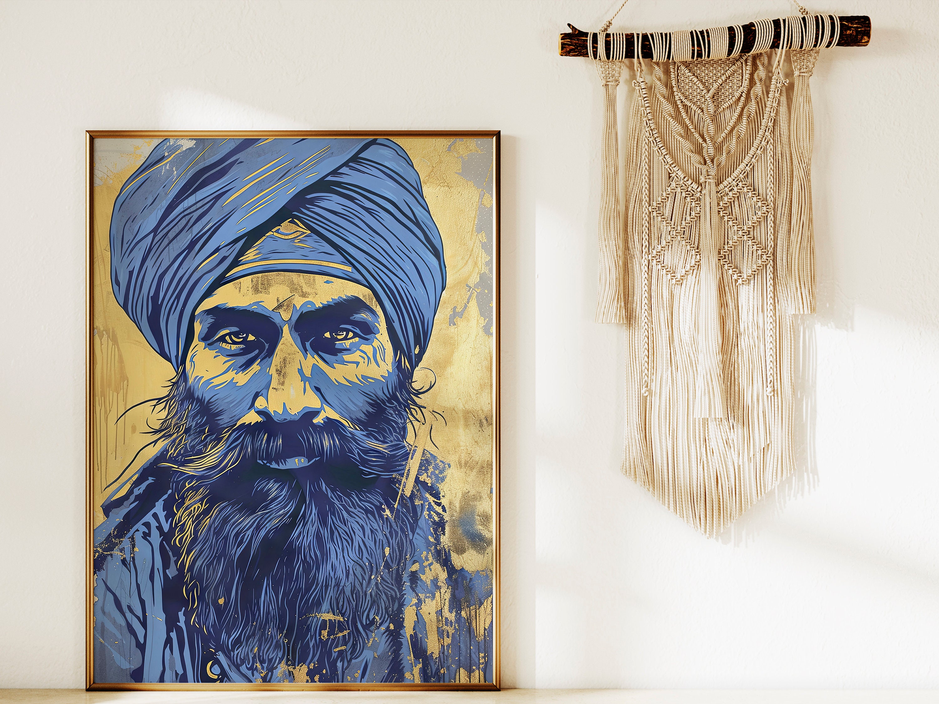 Sikh Guru Print Poster Sikh Wallpaper Oil Painting Sikh Wall Art Sikh ...