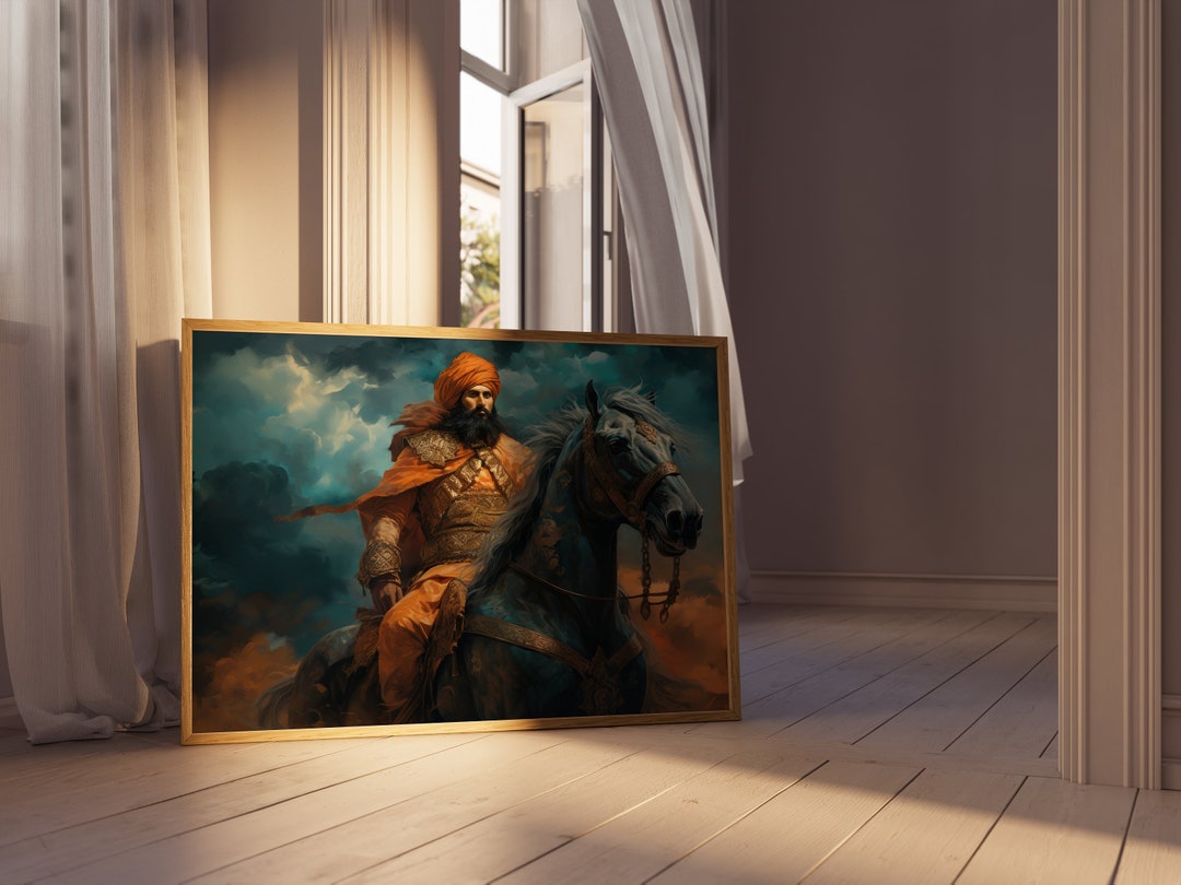 Mounted Legend: Sikh Hero in Battle - Sikh Art | Digital Wall Art ...