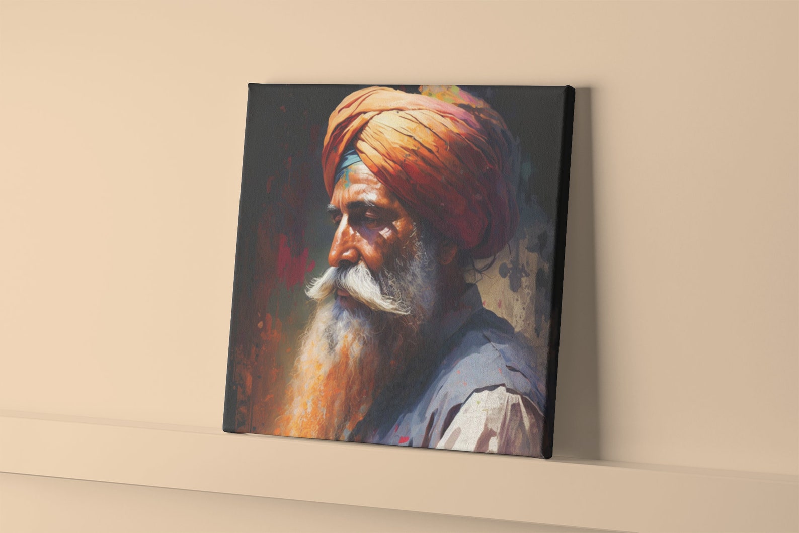 Gaze of Faith: A Sikh Elder's Devotion - Sikh Art | Oil Painting | Sikh ...