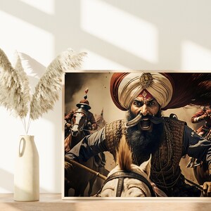 Fierce Sikh Warrior Charging Into Battle - Digital Print | Sikh Art ...