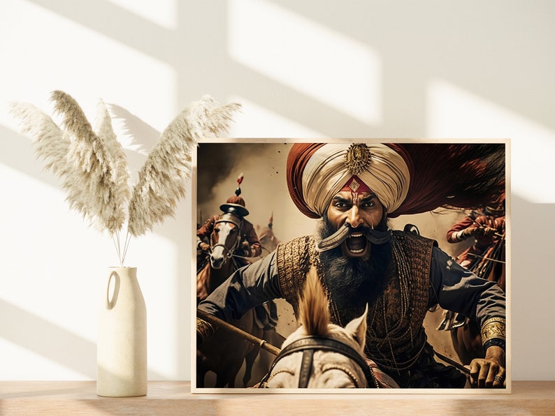 Fierce Sikh Warrior Charging Into Battle Digital Print Sikh Art Sikh ...