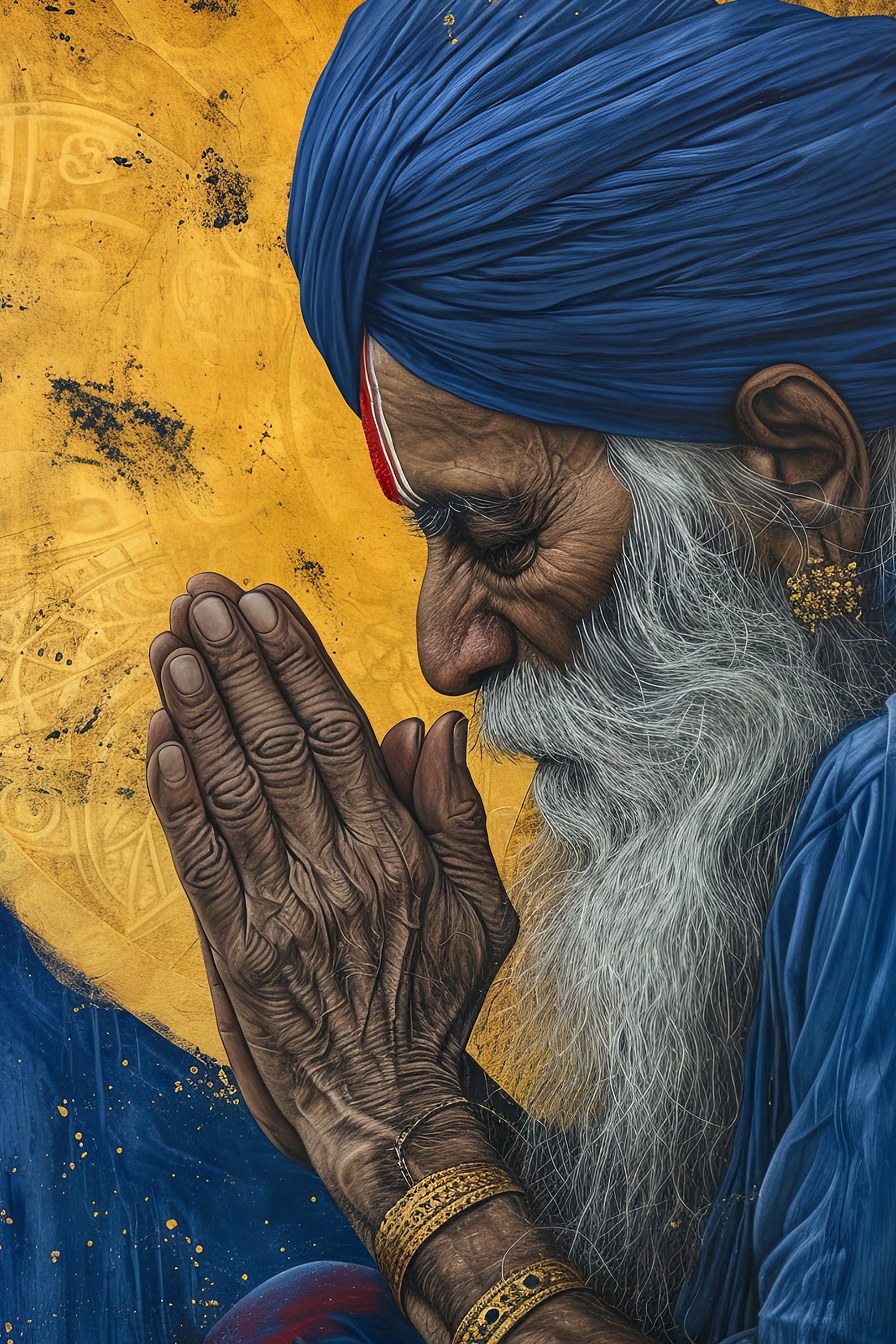 Sikh Guru Print Poster Sikh Wallpaper Oil Painting Sikh Wall Art Sikh ...