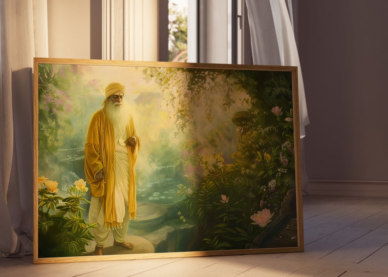 Guru Nanak Dev Ji Sikh Oil Painting 550+ DPI Poster Sikh Wall Art Religious Art Sikh Art Sikh ...