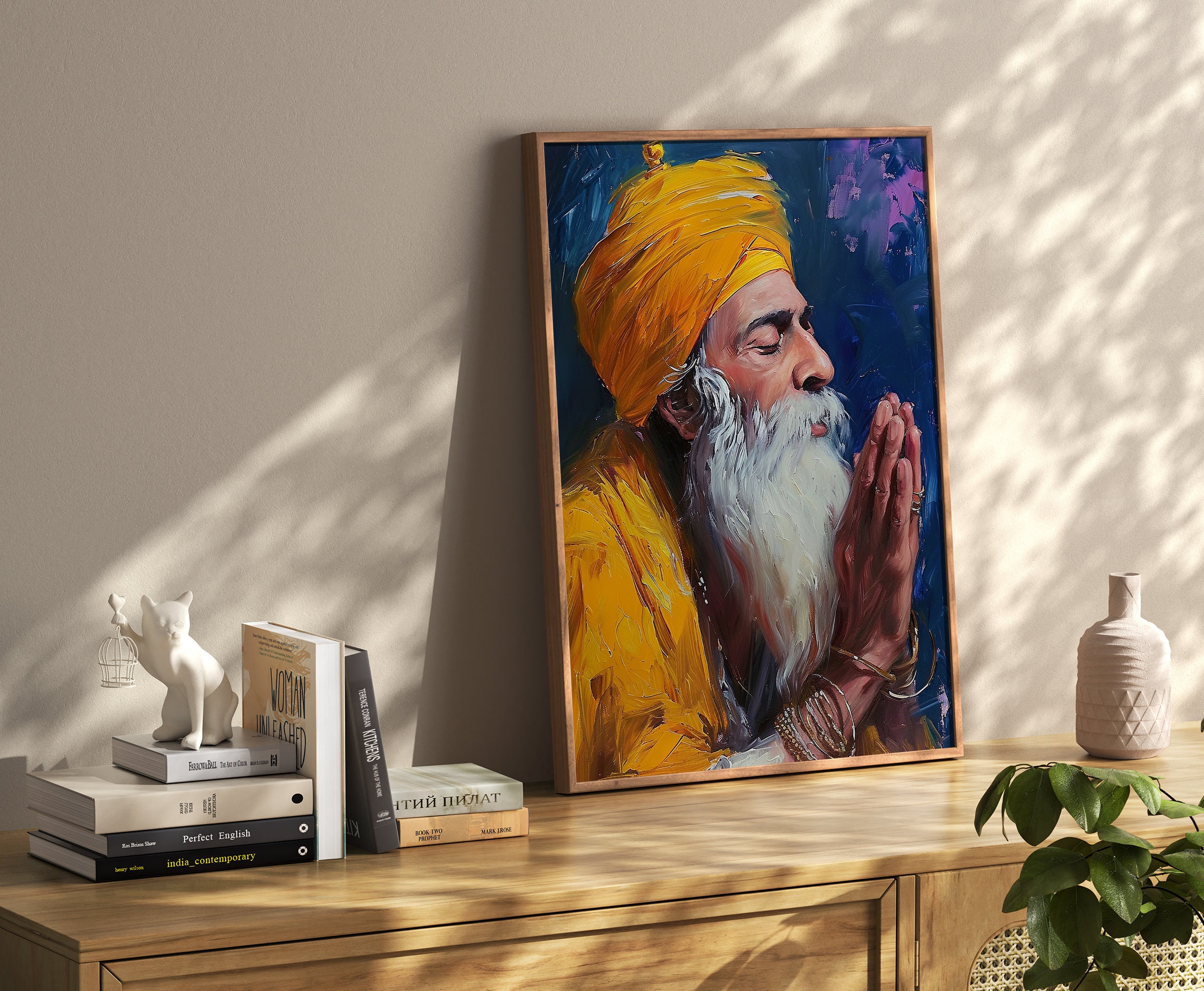 Sikh Guru Print Poster Sikh Wallpaper Oil Painting Sikh Wall Art Sikh ...