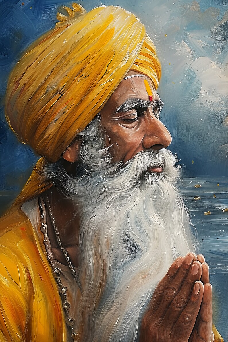 Sikh Guru Print Poster Sikh Wallpaper Oil Painting Sikh Wall Art Sikh ...