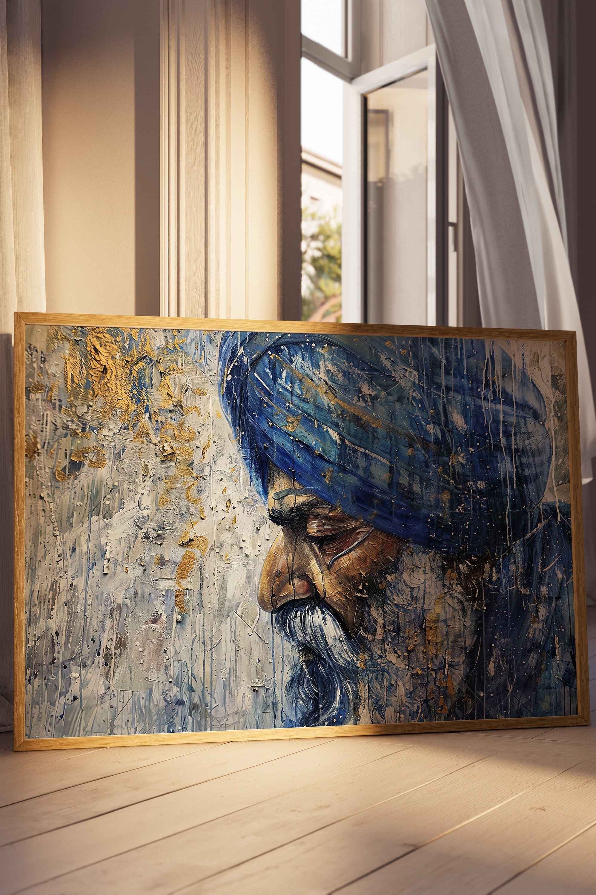 Sikh Guru Print Poster Sikh Wallpaper Oil Painting Sikh Wall Art Sikh ...