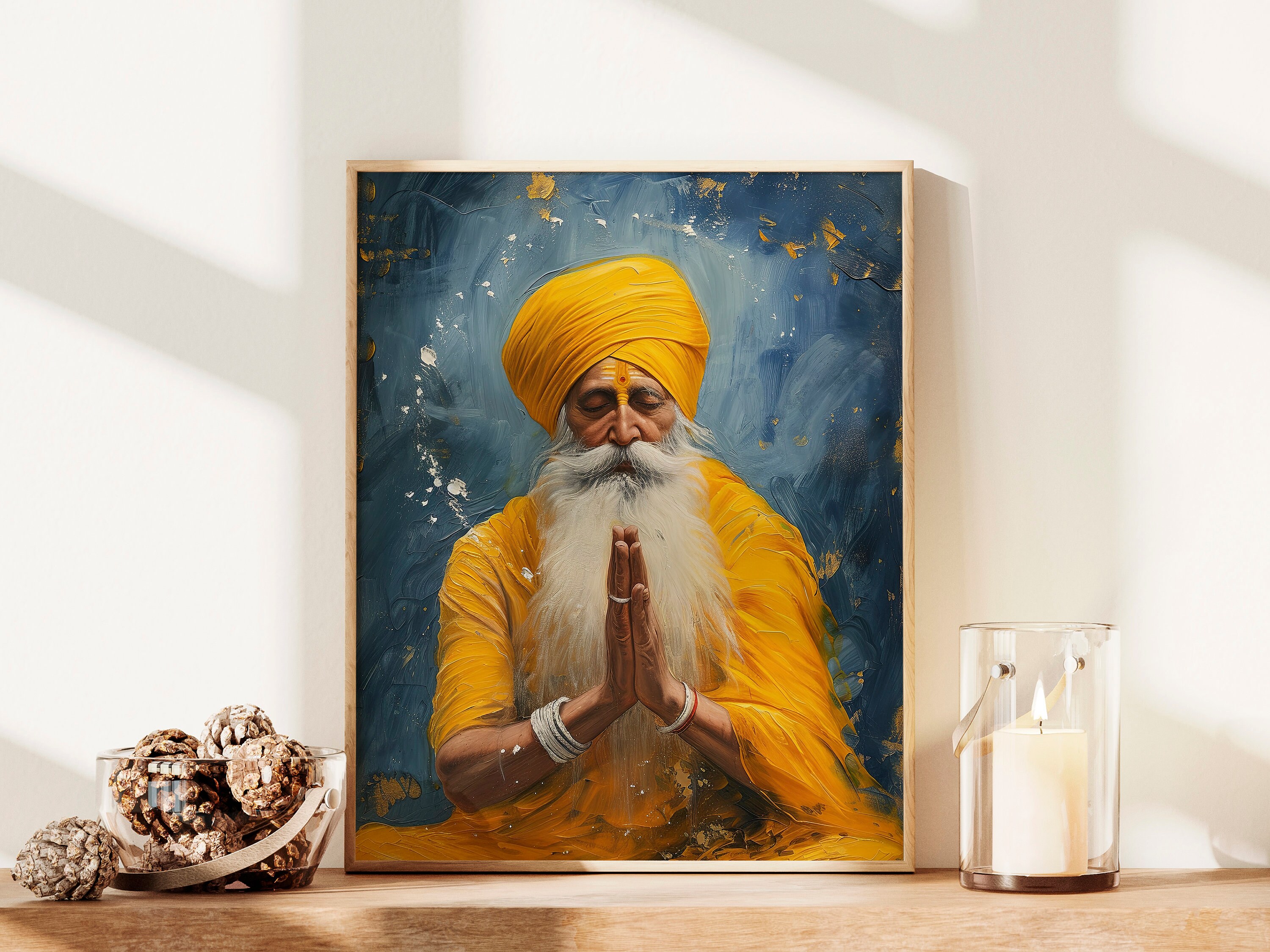 Sikh Guru Print Poster Sikh Wallpaper Oil Painting Sikh Wall Art Sikh ...