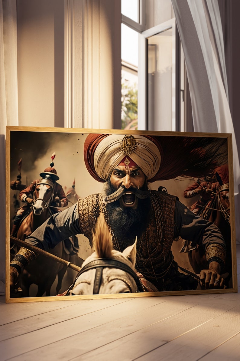 Fierce Sikh Warrior Charging Into Battle - Digital Print | Sikh Art ...