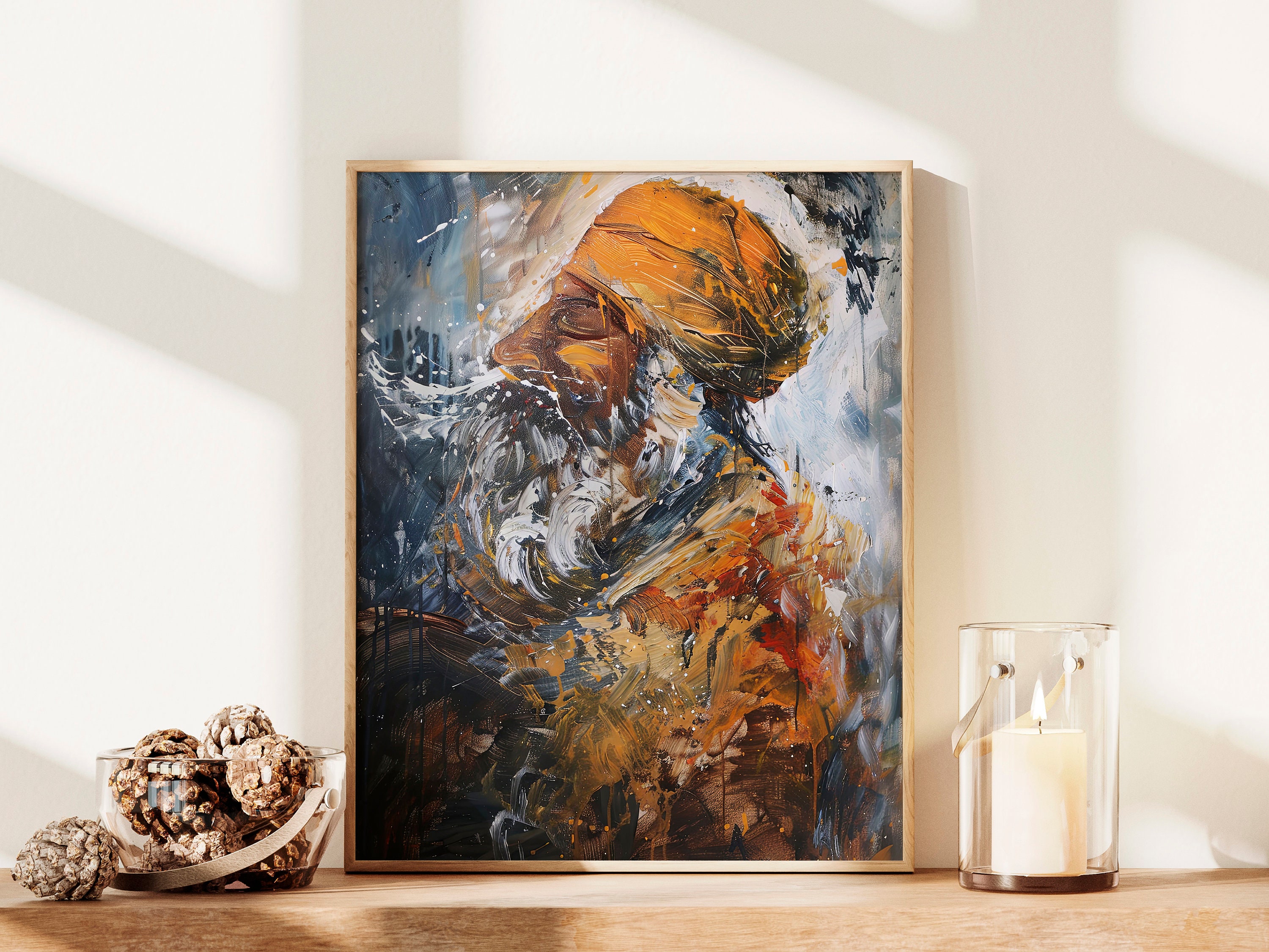 Sikh Guru Print Poster Sikh Wallpaper Abstract Oil Painting Sikh Wall ...