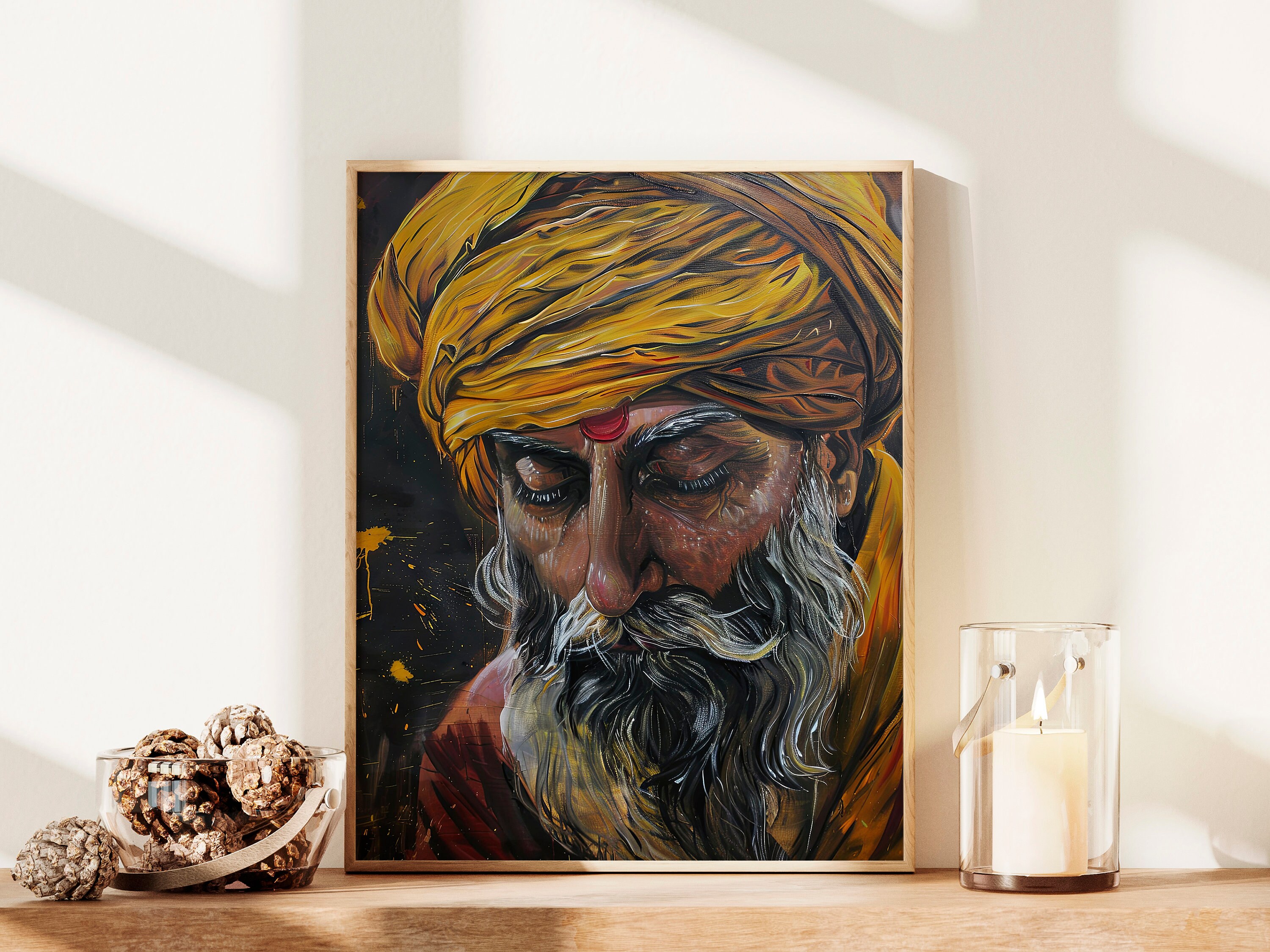 Sikh Guru Print Poster Sikh Wallpaper Abstract Oil Painting Sikh Wall ...
