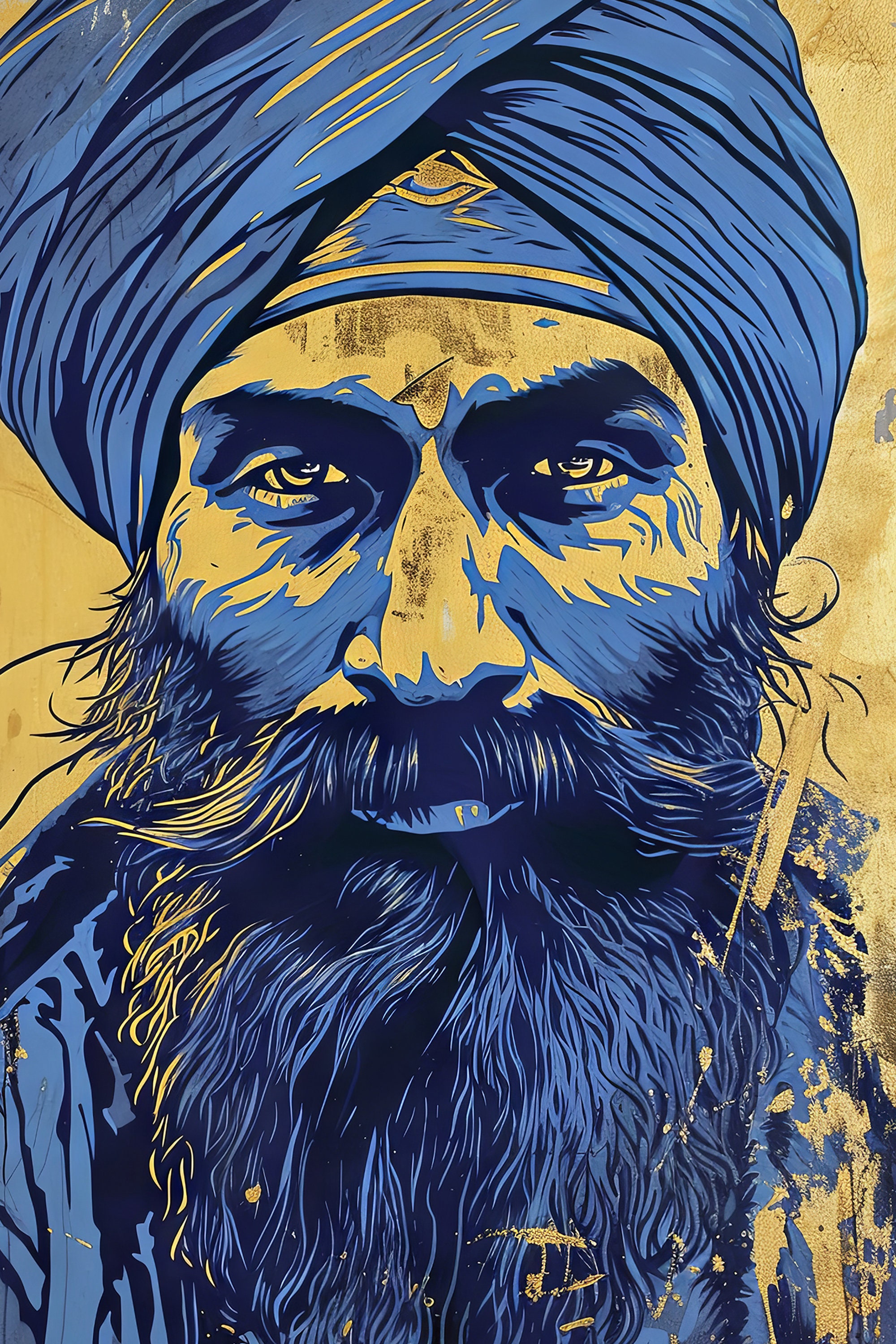 Sikh Guru Print Poster Sikh Wallpaper Oil Painting Sikh Wall Art Sikh ...