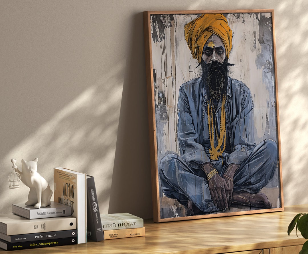 Sikh Guru Print Poster Sikh Wallpaper Oil Painting Sikh Wall Art Sikh ...