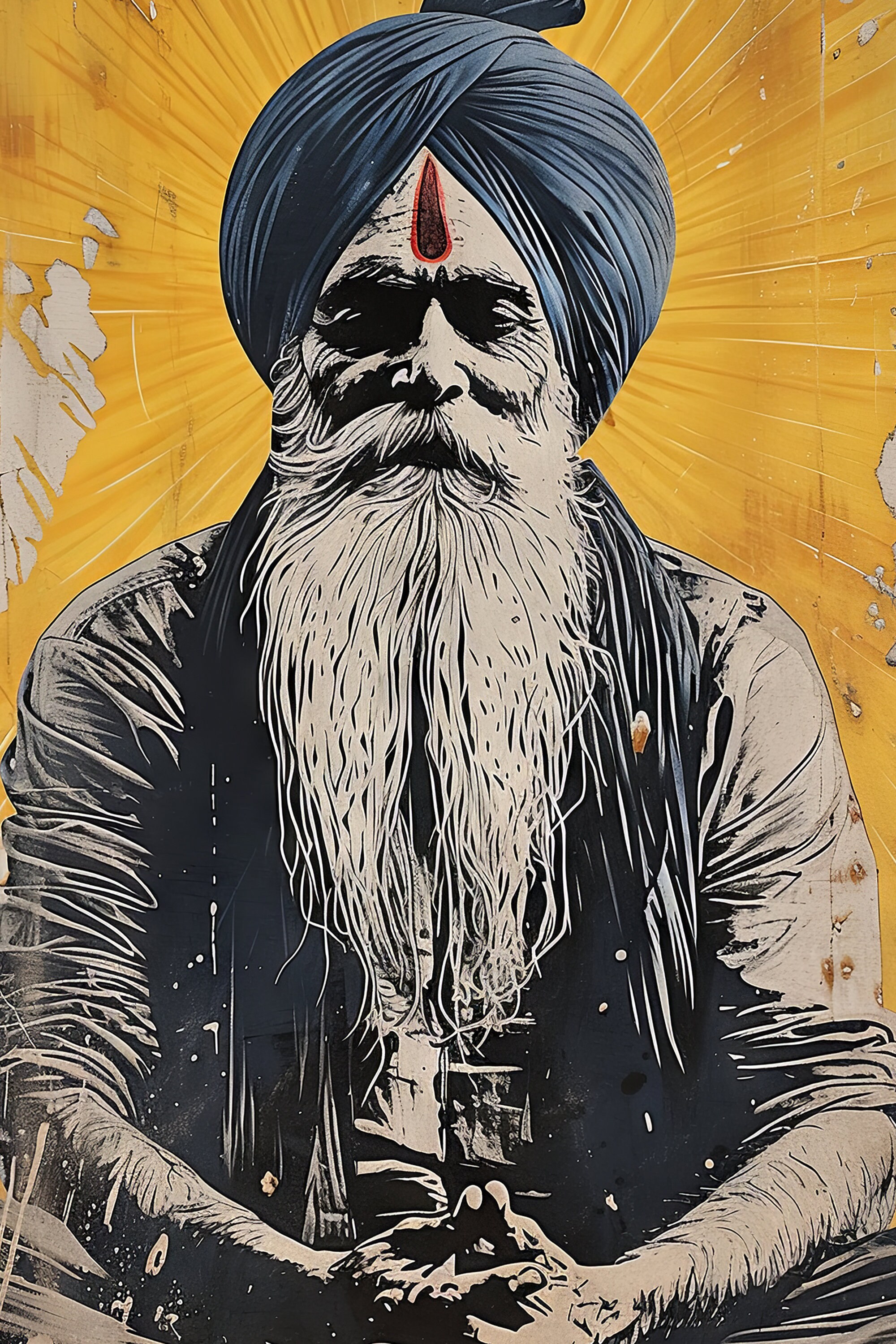 Sikh Guru Print Poster Sikh Wallpaper Oil Painting Sikh Wall Art Sikh ...