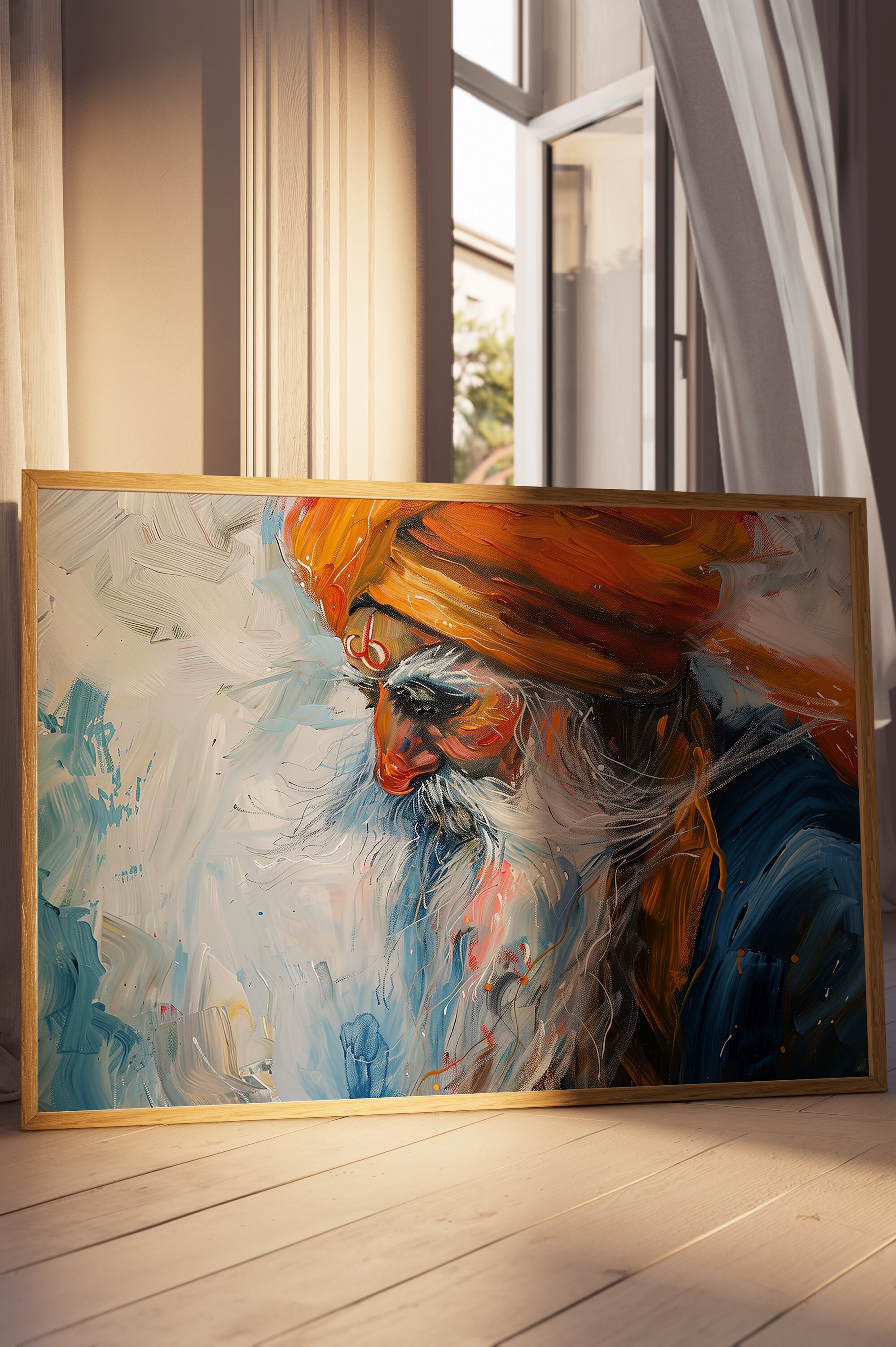 Sikh Guru Print Poster Sikh Wallpaper Oil Painting Sikh Wall Art Sikh ...