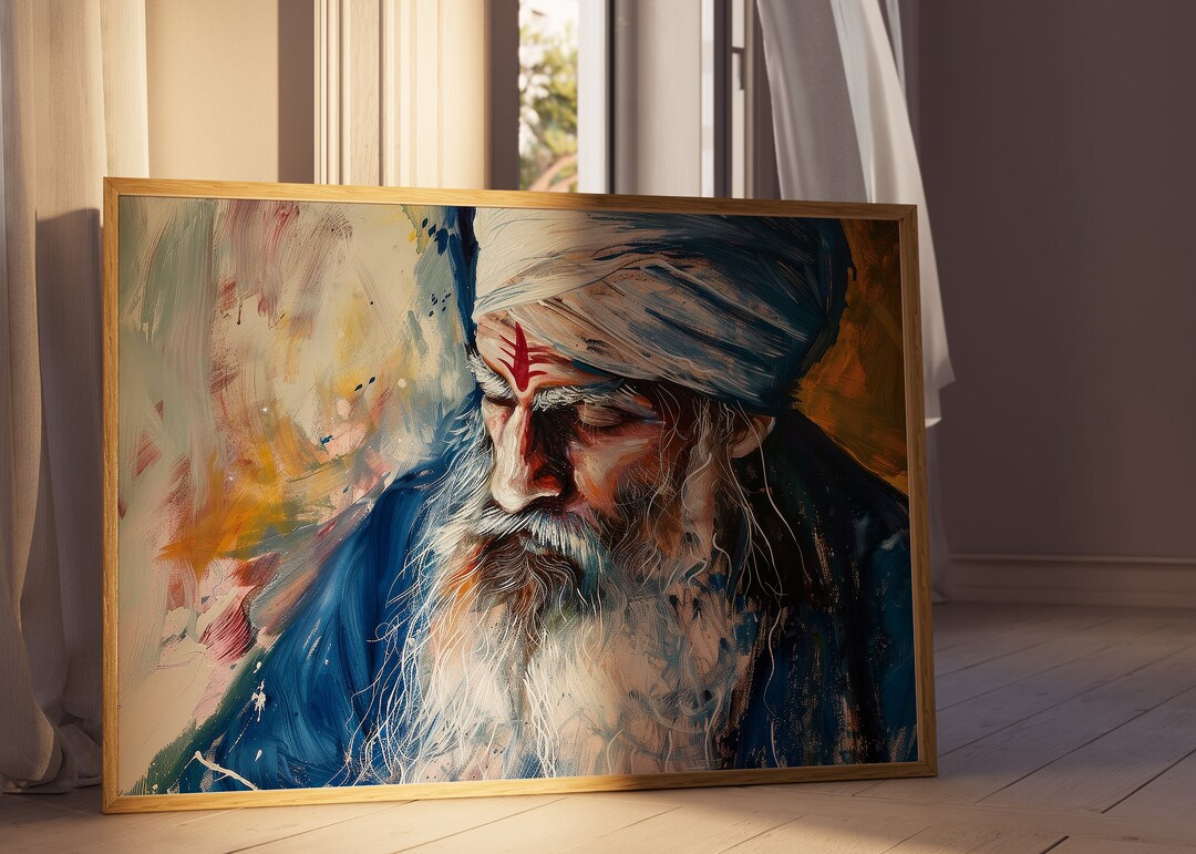 Guru Sikh Oil Painting Digital Print Sikh Wall Art Religious Art Sikh ...