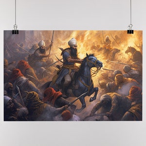 The Battle of Chamkaur | Poster | Sikh Art Wall Decor Sikh Wall Art ...