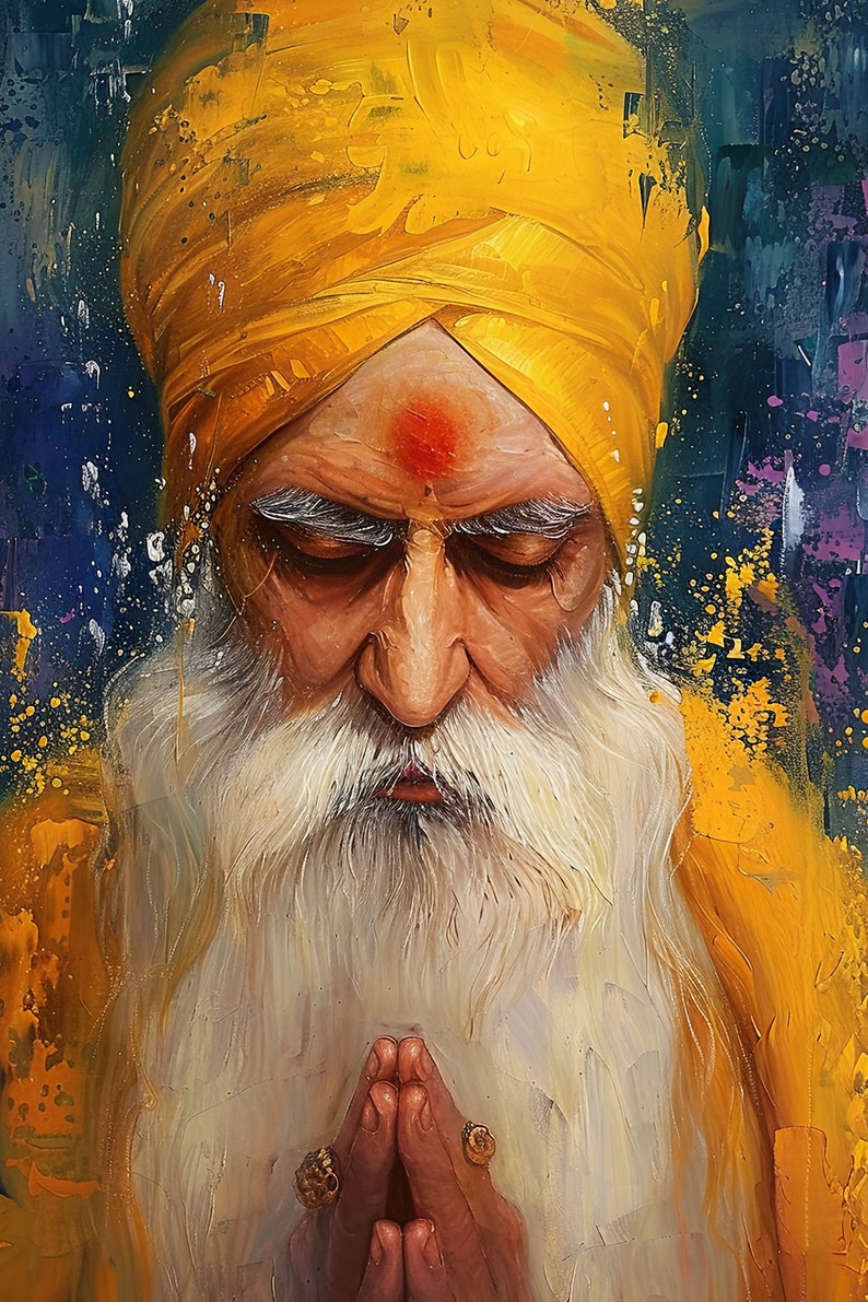 Sikh Guru Print Poster Sikh Wallpaper Oil Painting Sikh Wall Art Sikh ...