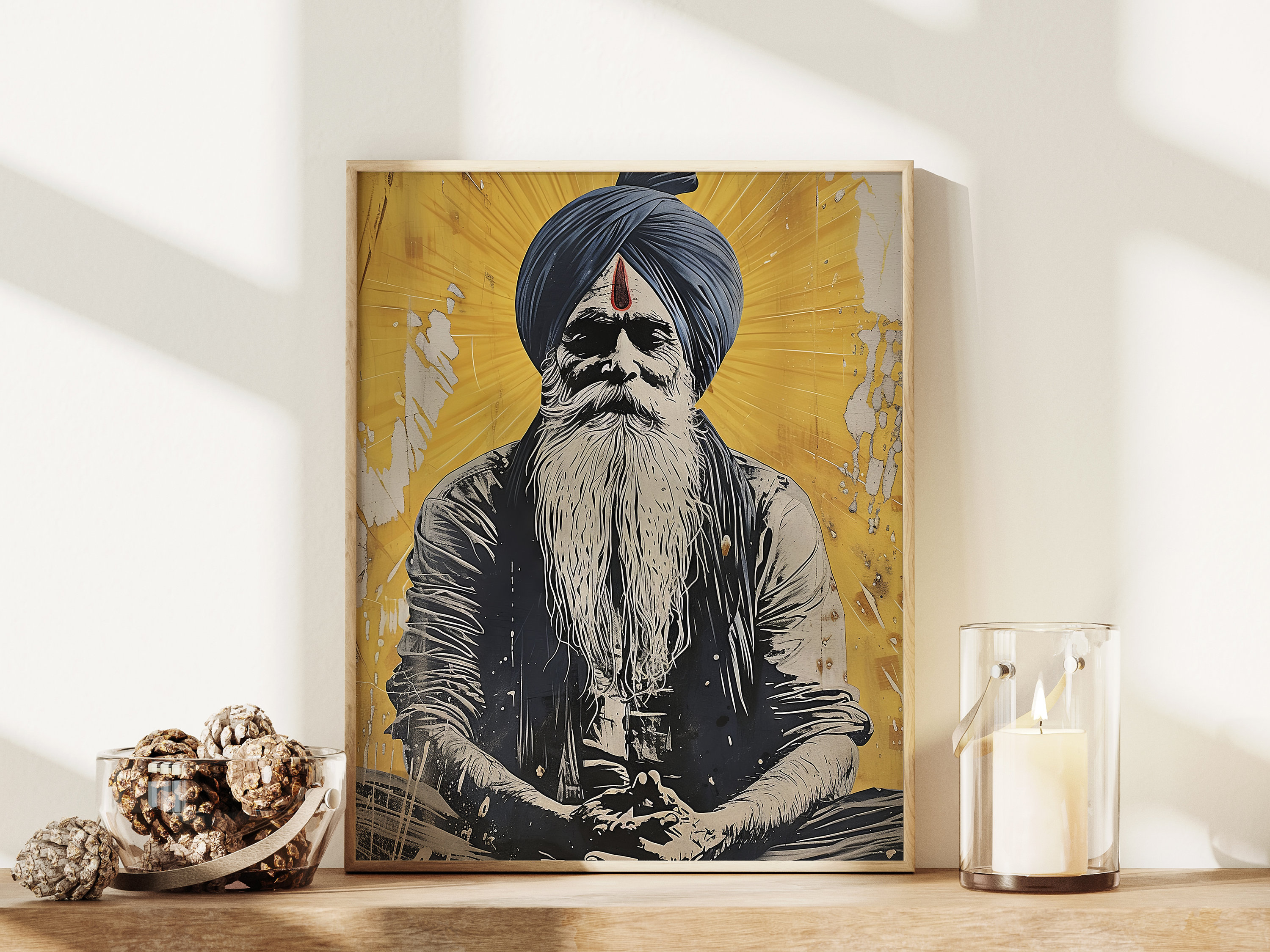 Sikh Guru Print Poster Sikh Wallpaper Oil Painting Sikh Wall Art Sikh ...