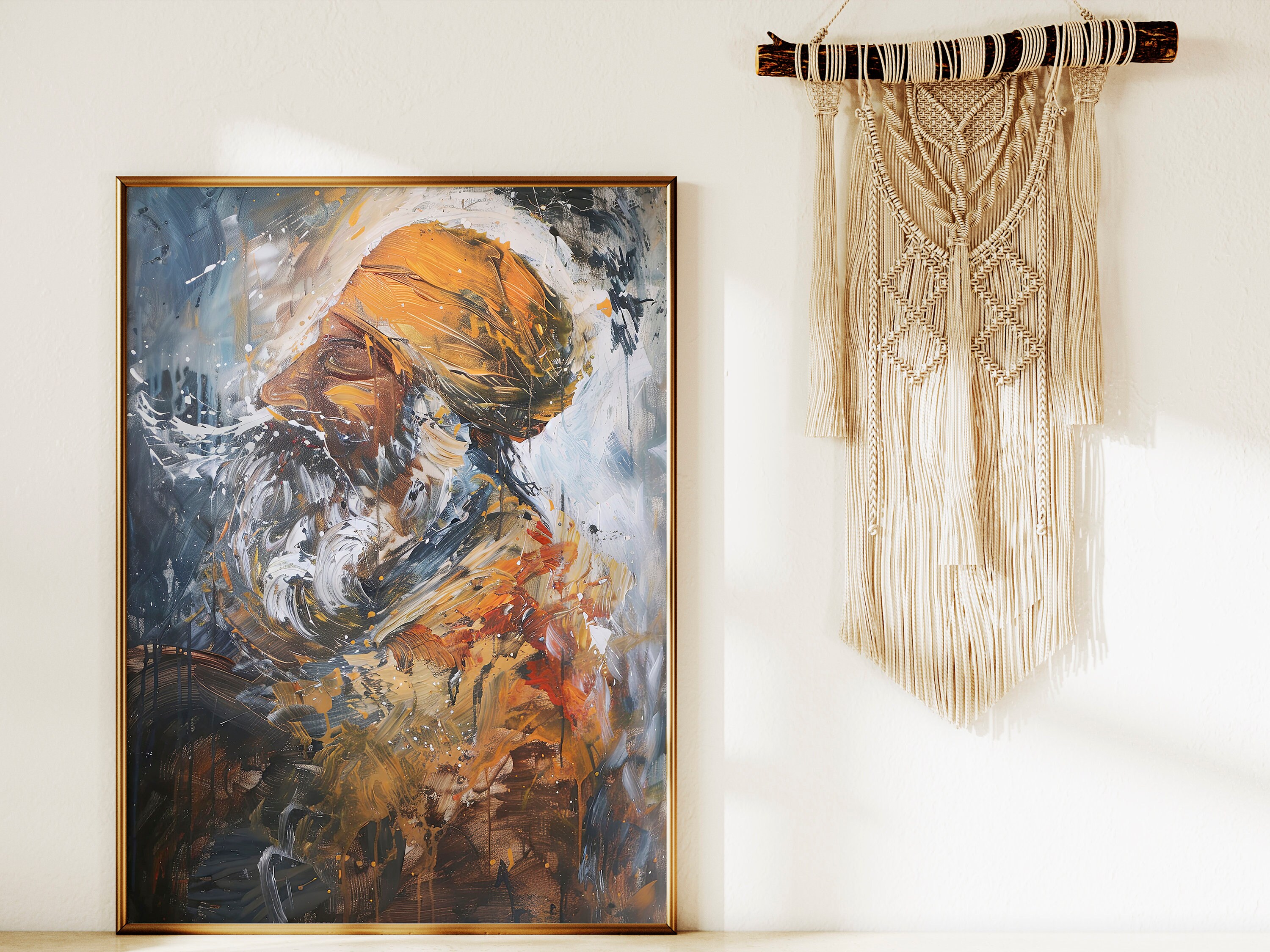 Sikh Guru Print Poster Sikh Wallpaper Abstract Oil Painting Sikh Wall ...