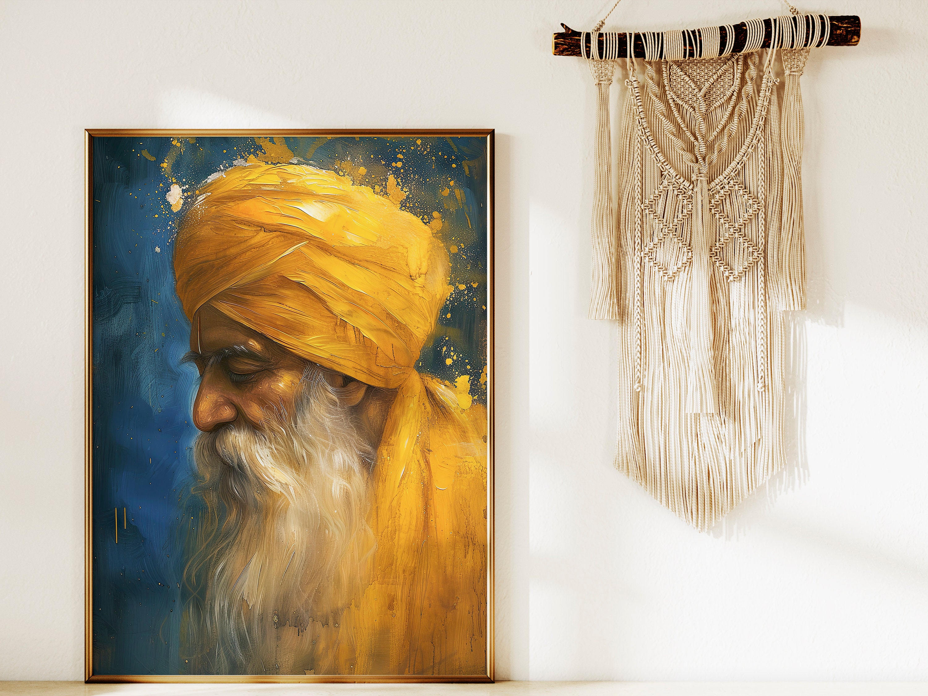 Sikh Guru Print Poster Sikh Wallpaper Oil Painting Sikh Wall Art Sikh ...