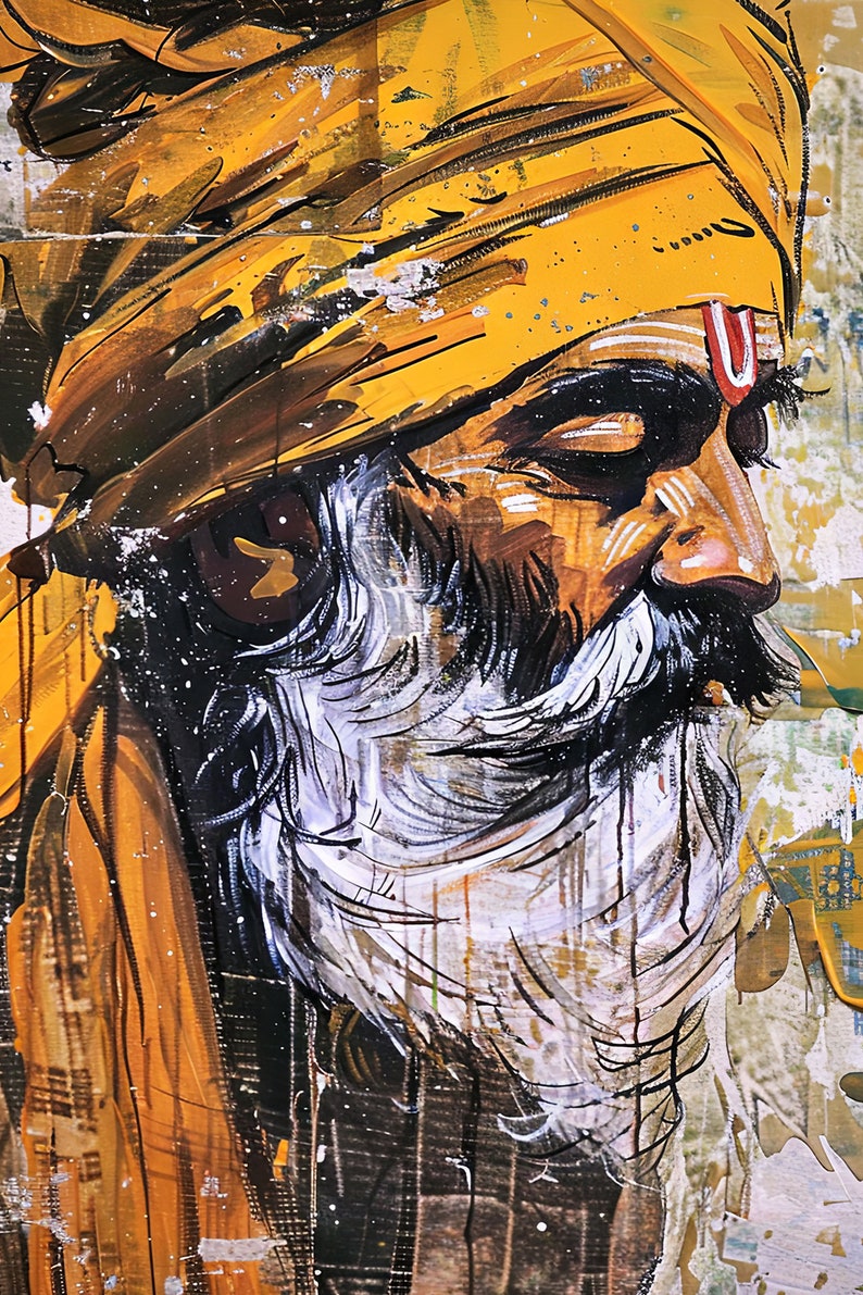 Sikh Guru Print Poster Sikh Wallpaper Abstract Oil Painting Sikh Wall ...