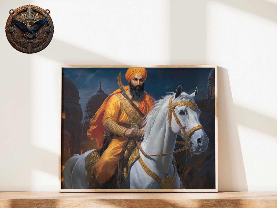 Majestic Rider: Sikh Hero on Horseback - Sikh Art | Digital Wall Art ...
