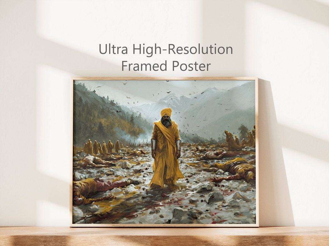 Fallen Foes | Oil Painting | 550+ DPI Framed Sikh Poster | Sikh Wall ...