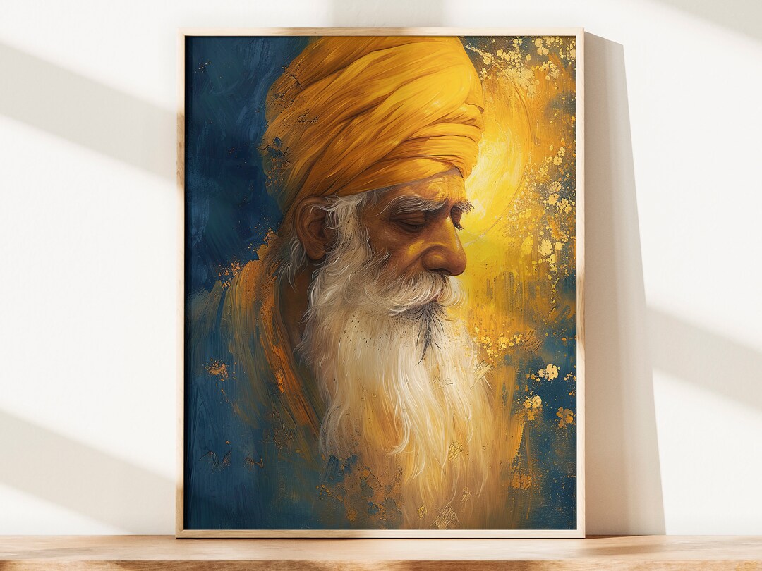 Sikh Guru Print Poster Sikh Wallpaper Oil Painting Sikh Wall Art Sikh ...