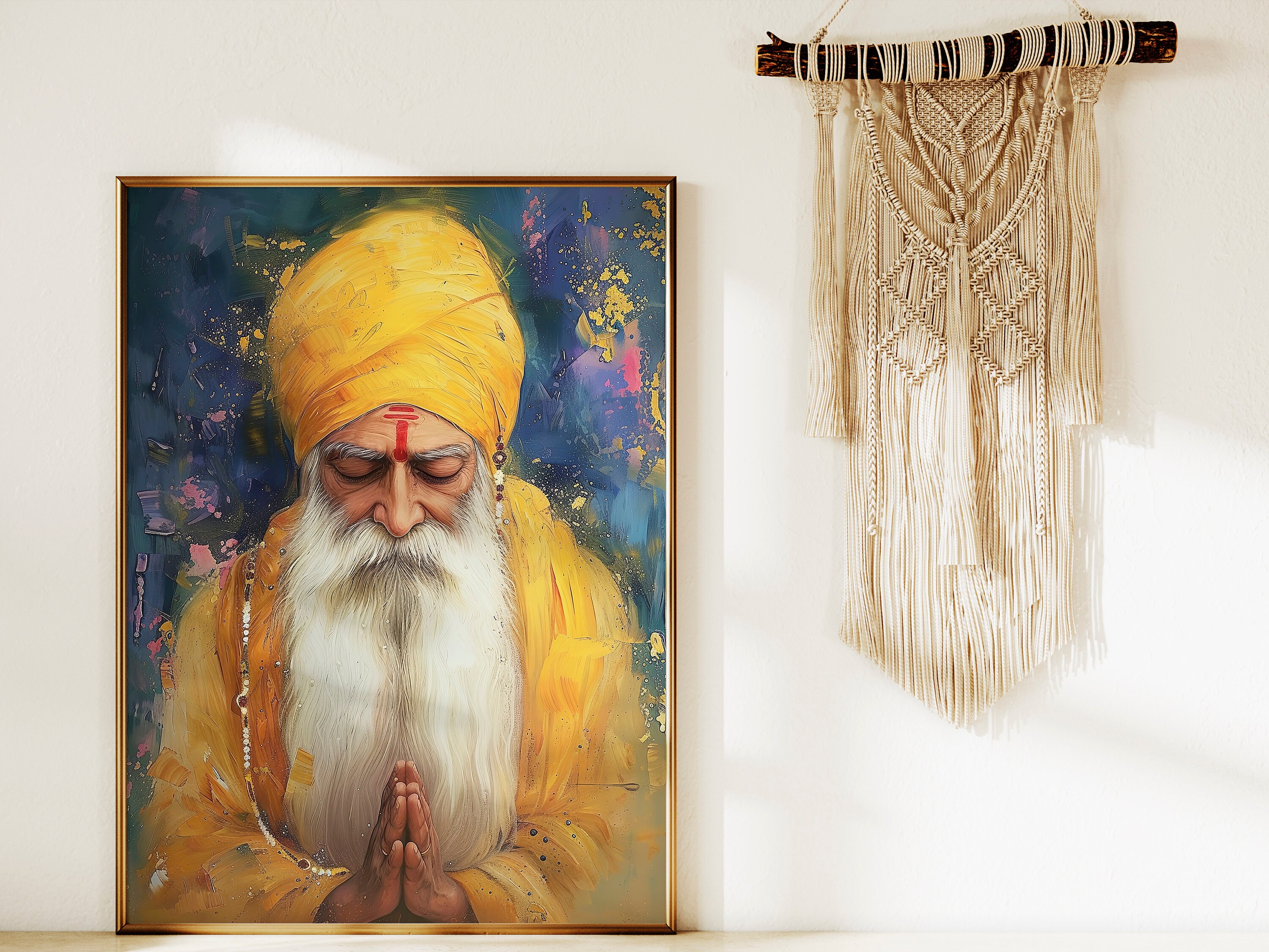 Sikh Guru Print Poster Sikh Wallpaper Oil Painting Sikh Wall Art Sikh ...