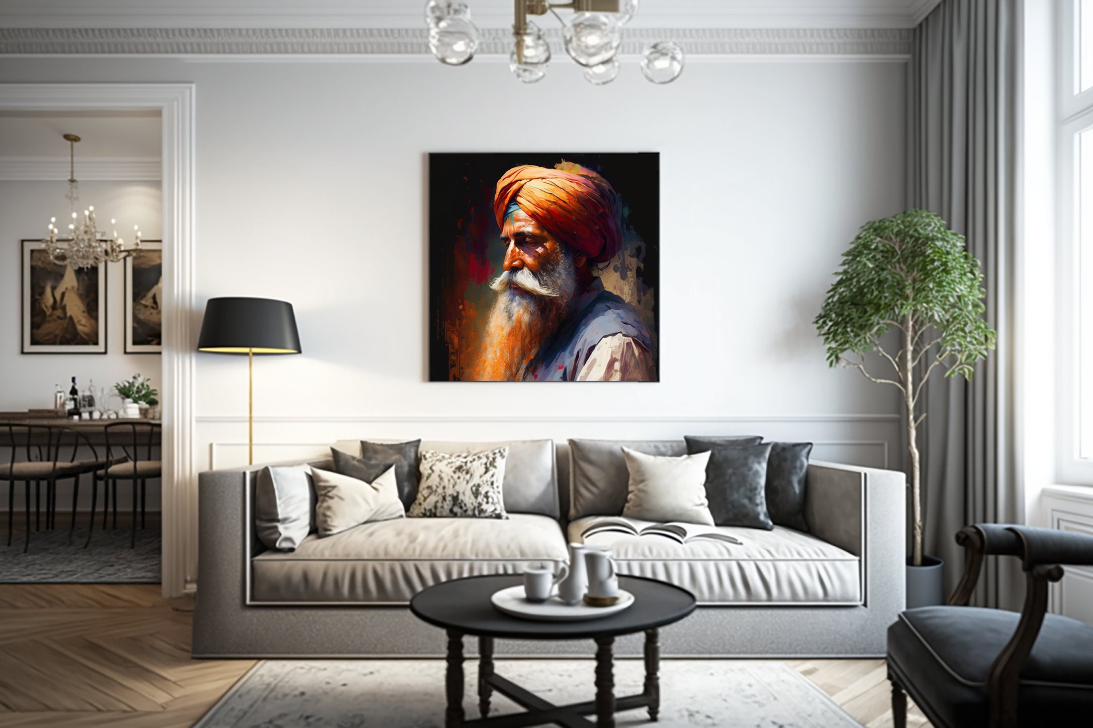 Gaze of Faith: A Sikh Elder's Devotion - Sikh Art | Oil Painting | Sikh ...