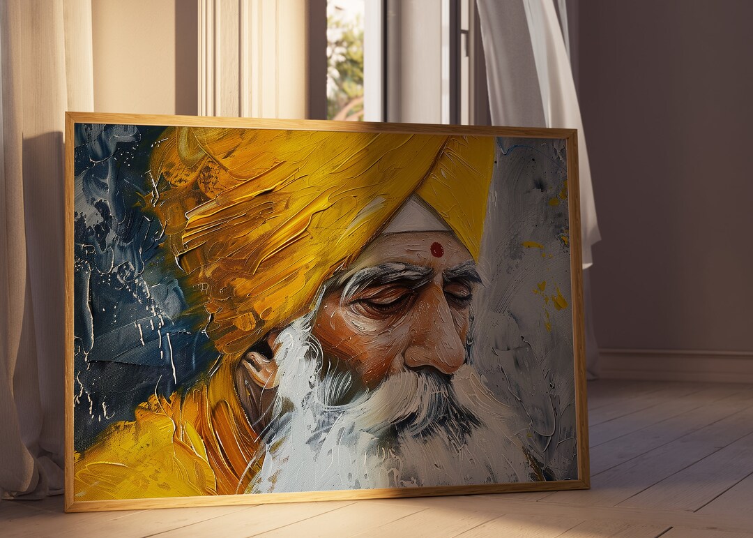 Guru Sikh Oil Painting Digital Print Sikh Wall Art Religious Art Sikh ...
