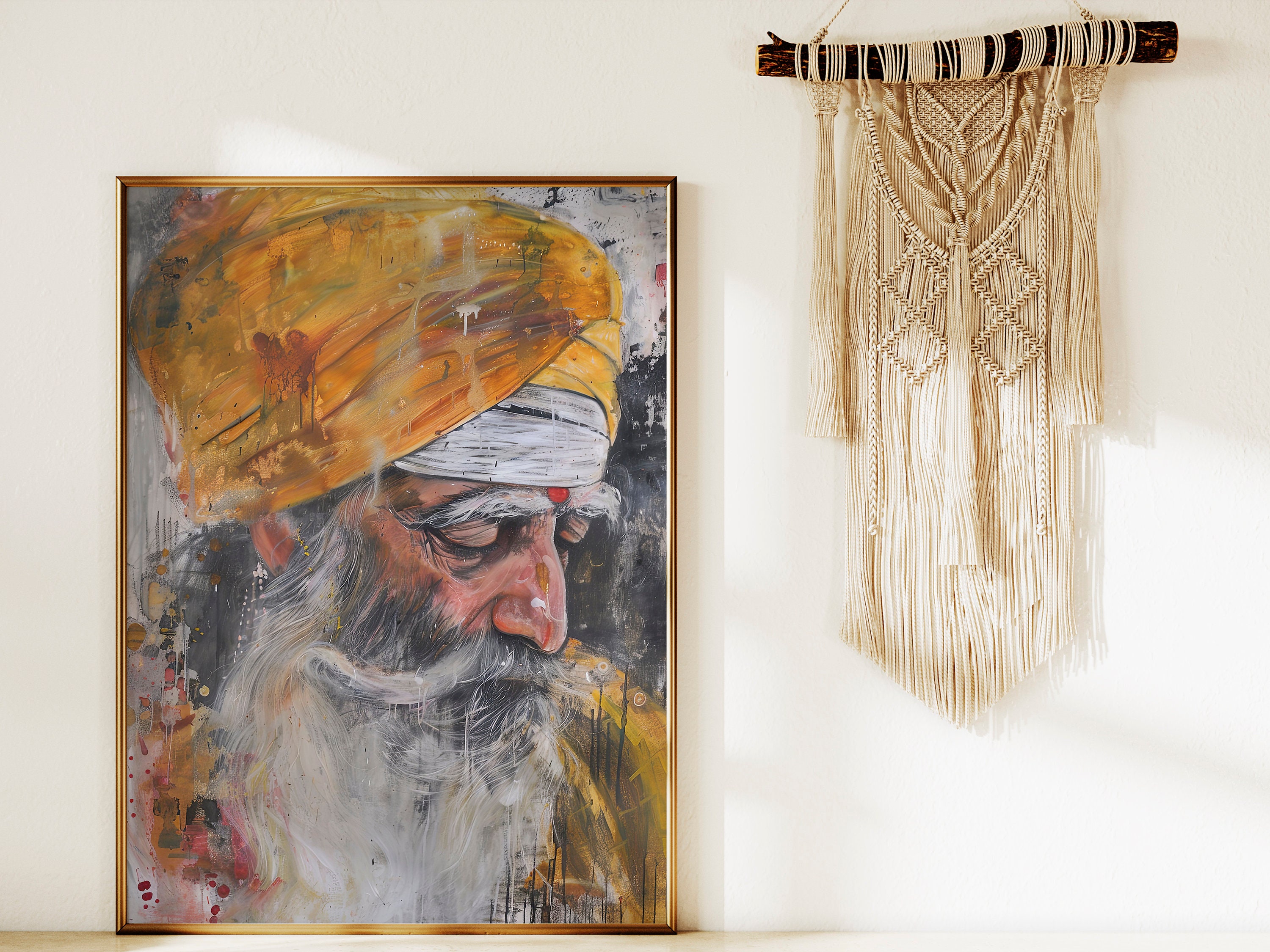 Sikh Guru Print Poster Sikh Wallpaper Abstract Oil Painting Sikh Wall ...