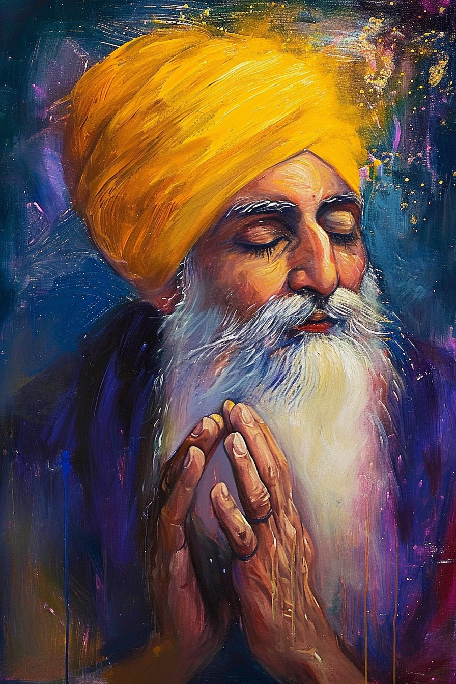 Sikh Guru Print Poster Sikh Wallpaper Oil Painting Sikh Wall Art Sikh ...