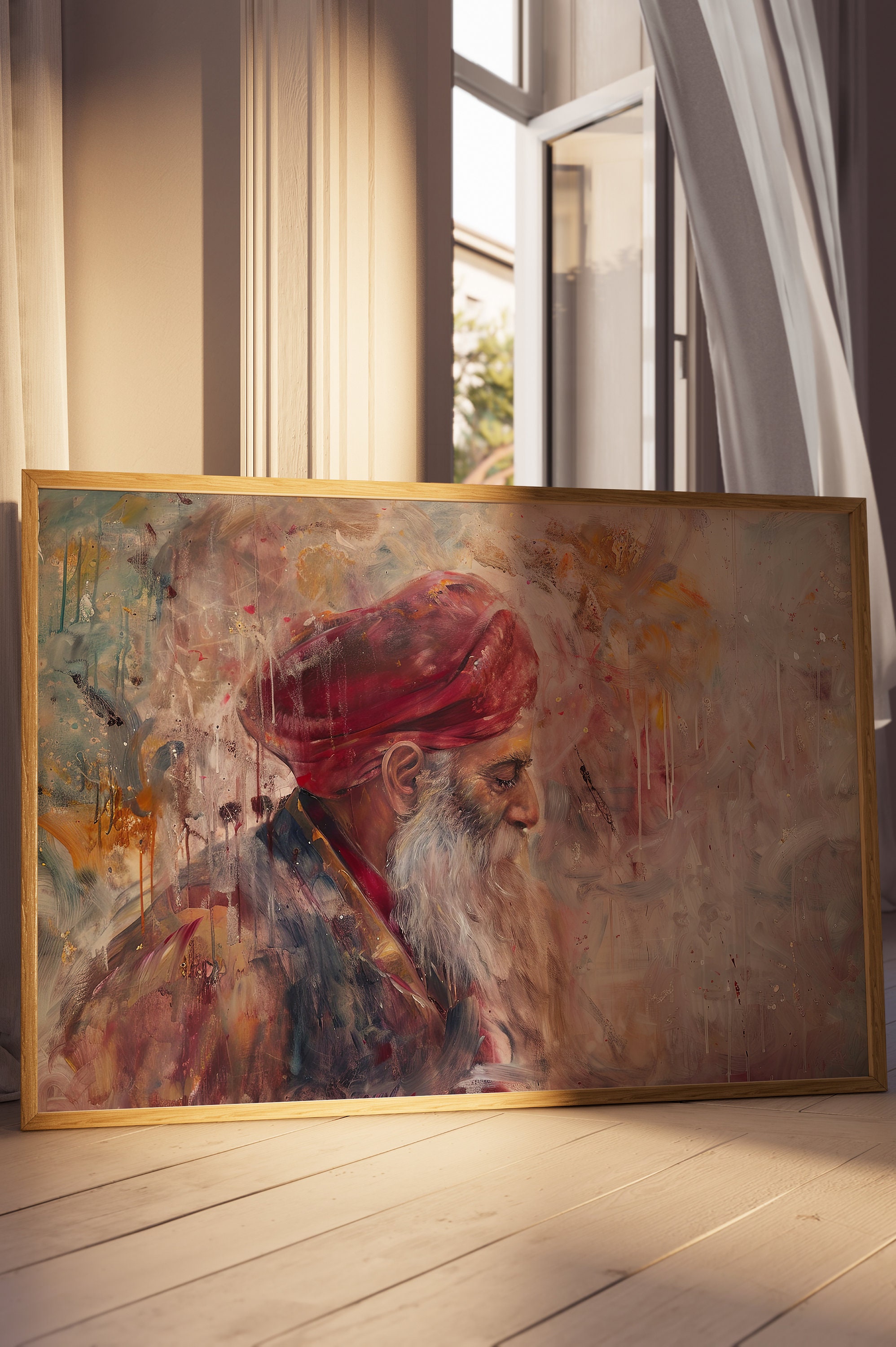 Sikh Guru Print Poster Sikh Wallpaper Oil Painting Sikh Wall Art Sikh ...
