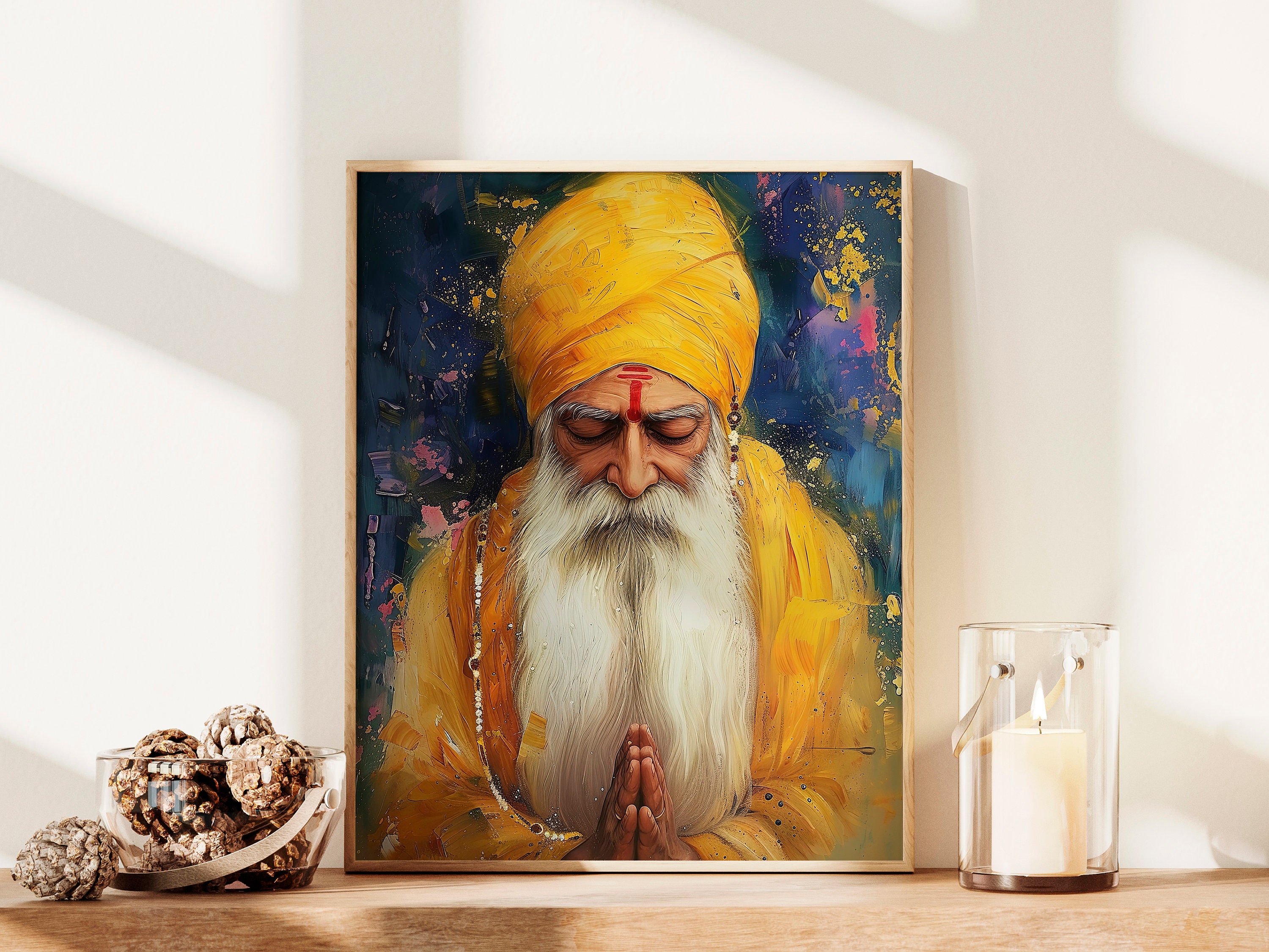 Sikh Guru Print Poster Sikh Wallpaper Oil Painting Sikh Wall Art Sikh ...