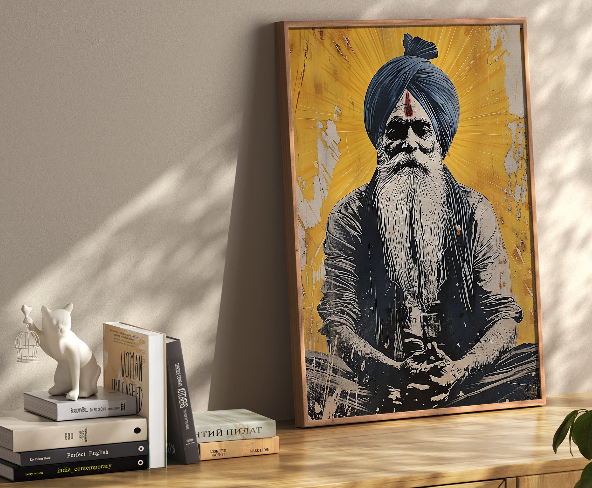 Sikh Guru Print Poster Sikh Wallpaper Oil Painting Sikh Wall Art Sikh ...