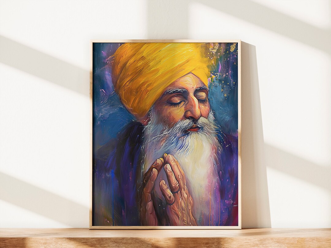 Sikh Guru Print Poster Sikh Wallpaper Oil Painting Sikh Wall Art Sikh ...