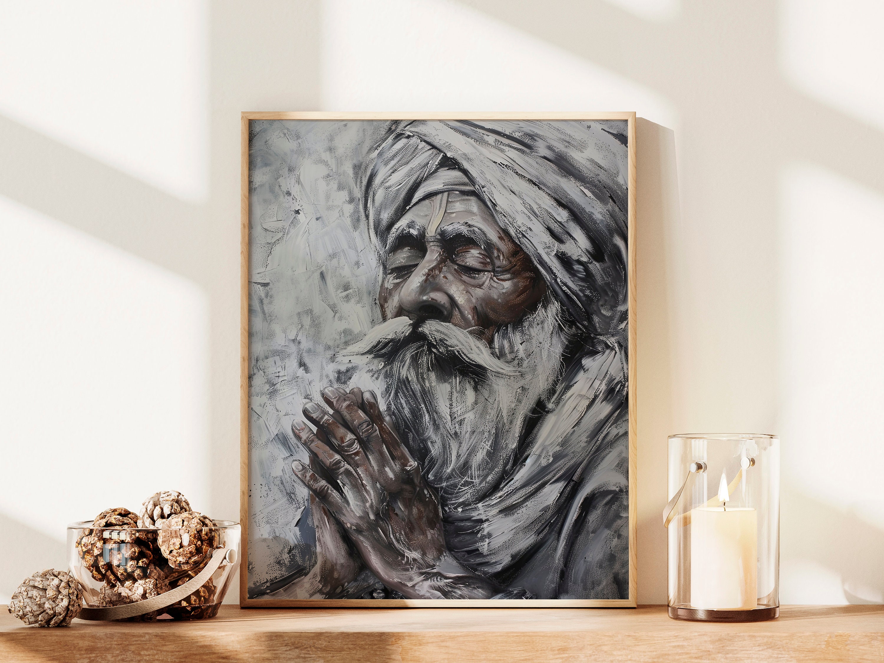 Sikh Guru Print Poster Sikh Wallpaper Abstract Oil Painting Sikh Wall ...