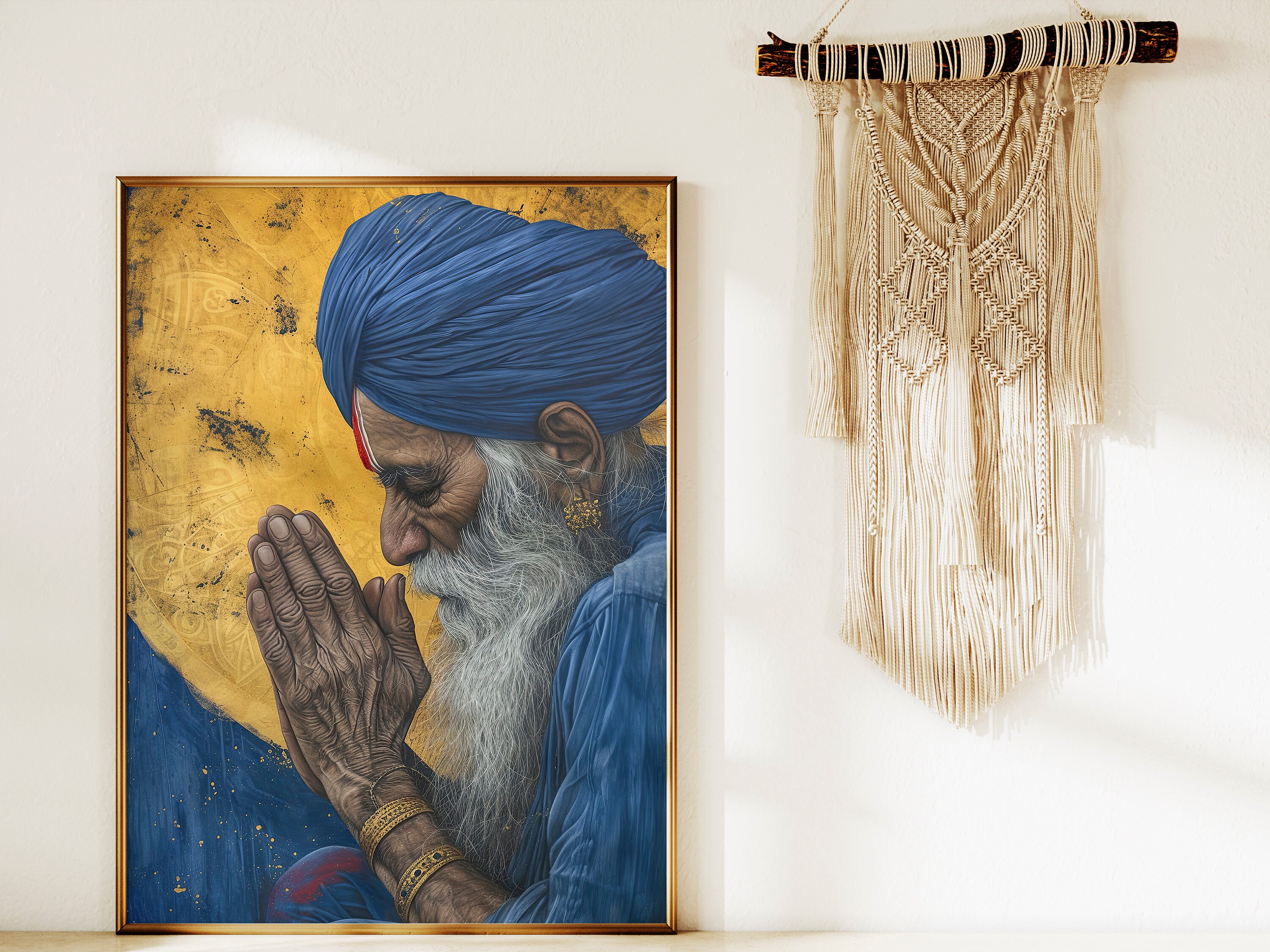 Sikh Guru Print Poster Sikh Wallpaper Oil Painting Sikh Wall Art Sikh ...