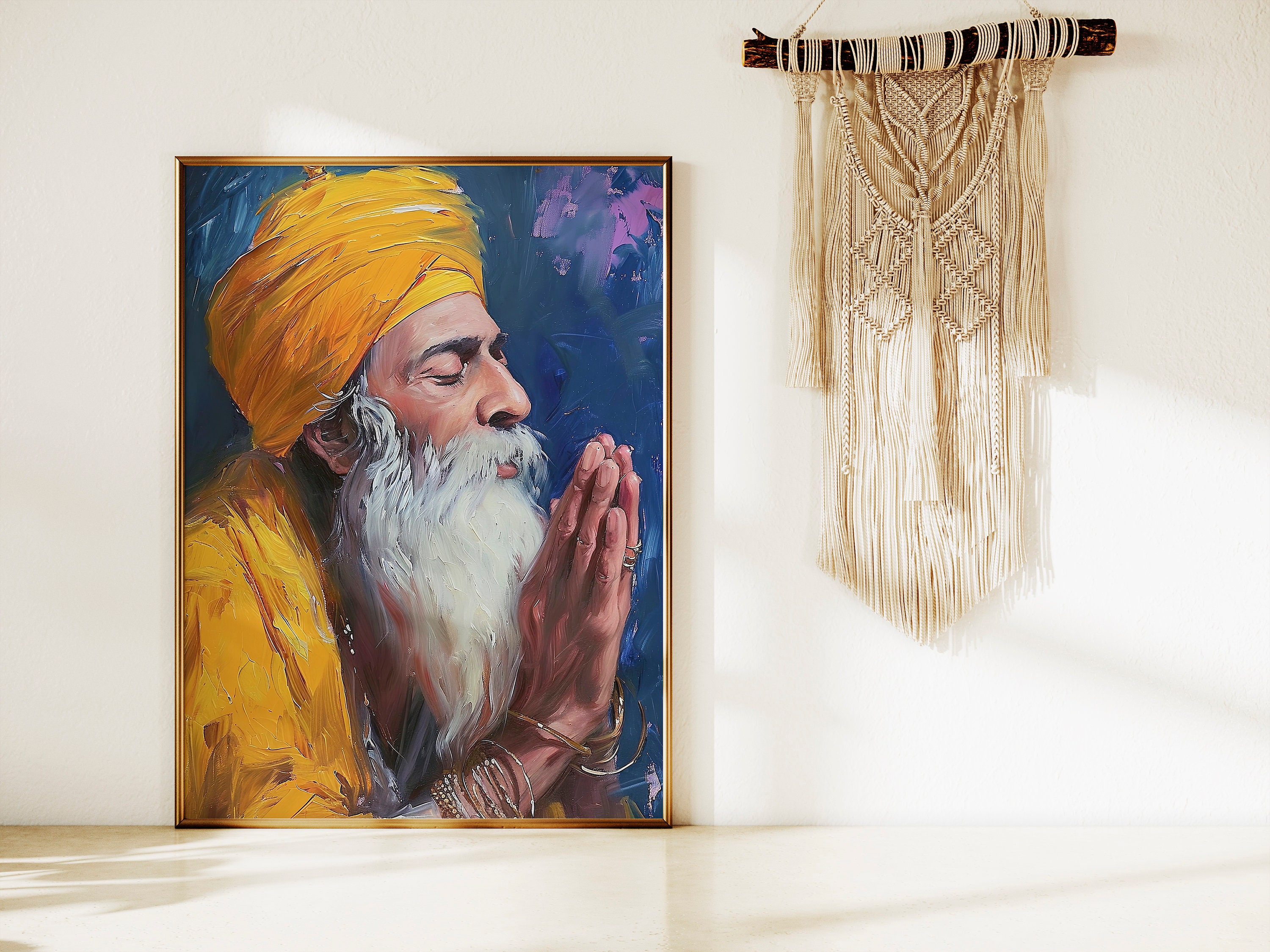 Sikh Guru Print Poster Sikh Wallpaper Oil Painting Sikh Wall Art Sikh ...