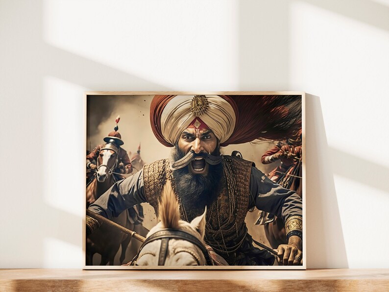 Fierce Sikh Warrior Charging Into Battle - Digital Print | Sikh Art ...